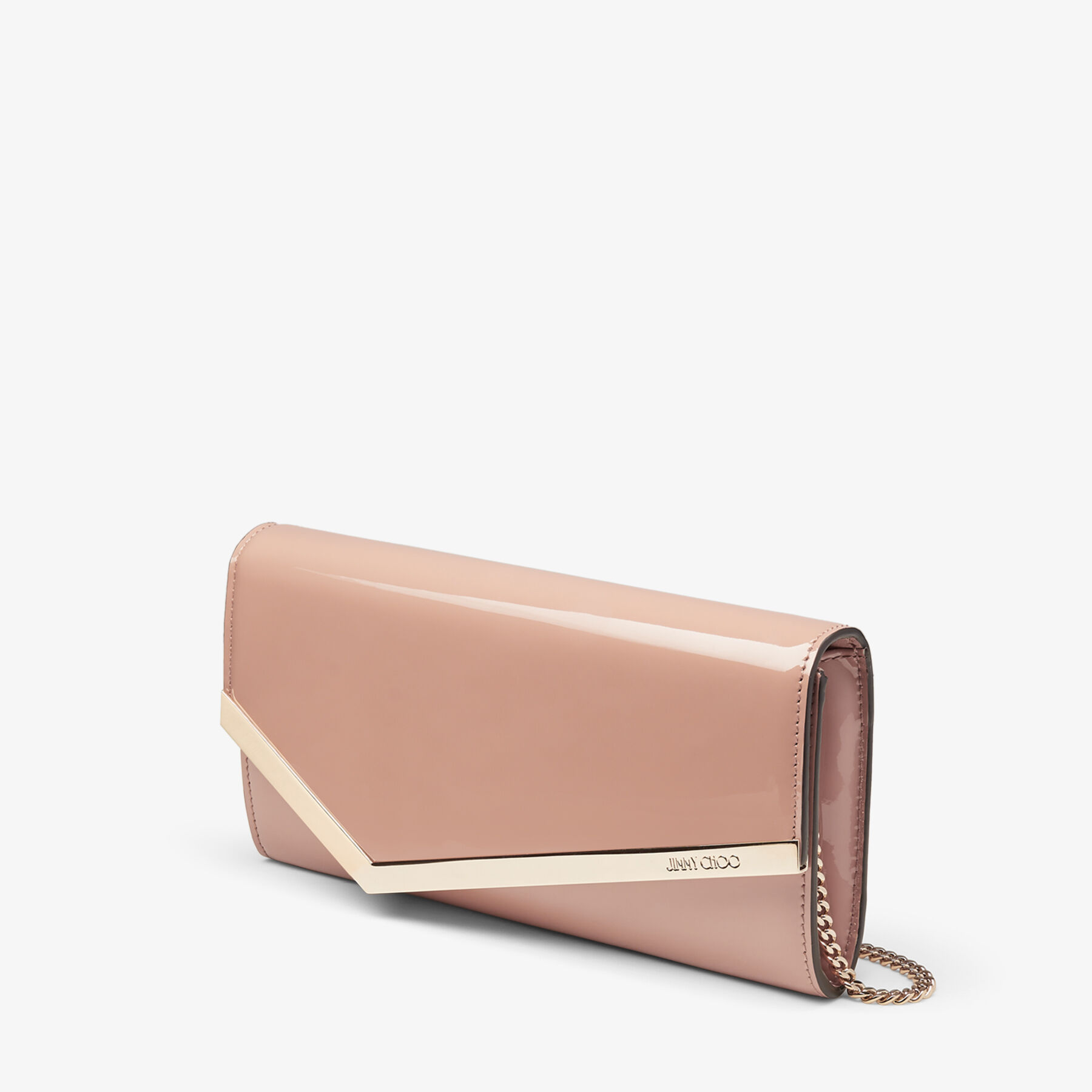 Emmie | Ballet Pink Patent Clutch Bag | JIMMY CHOO