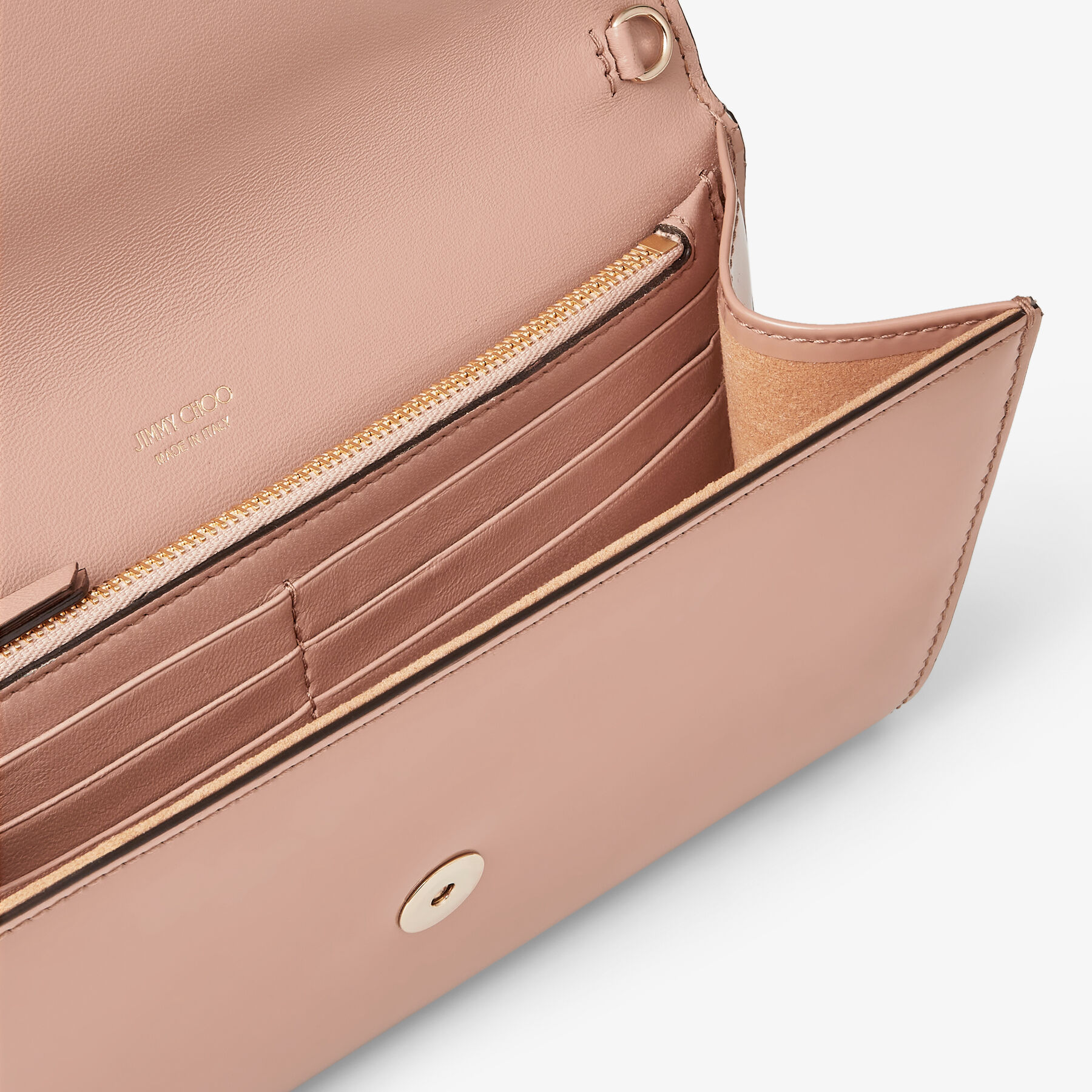 Emmie | Ballet Pink Patent Clutch Bag | JIMMY CHOO