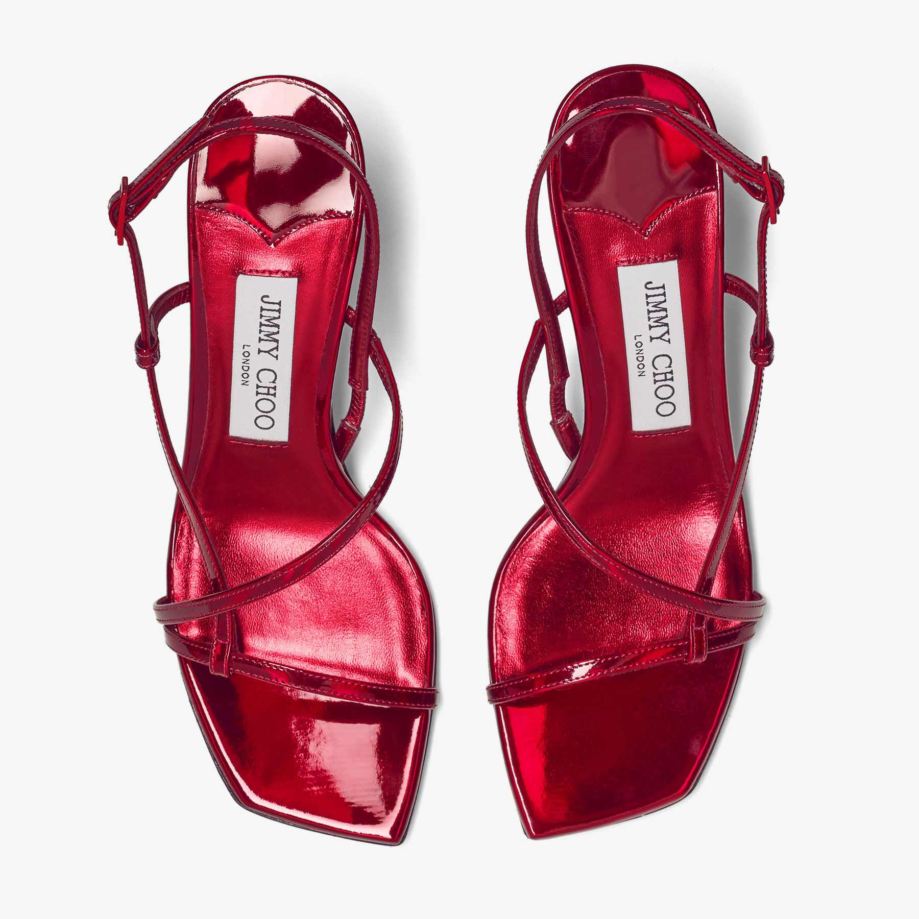 Etana 80 | Ruby Red Satin Sandals | JIMMY CHOO