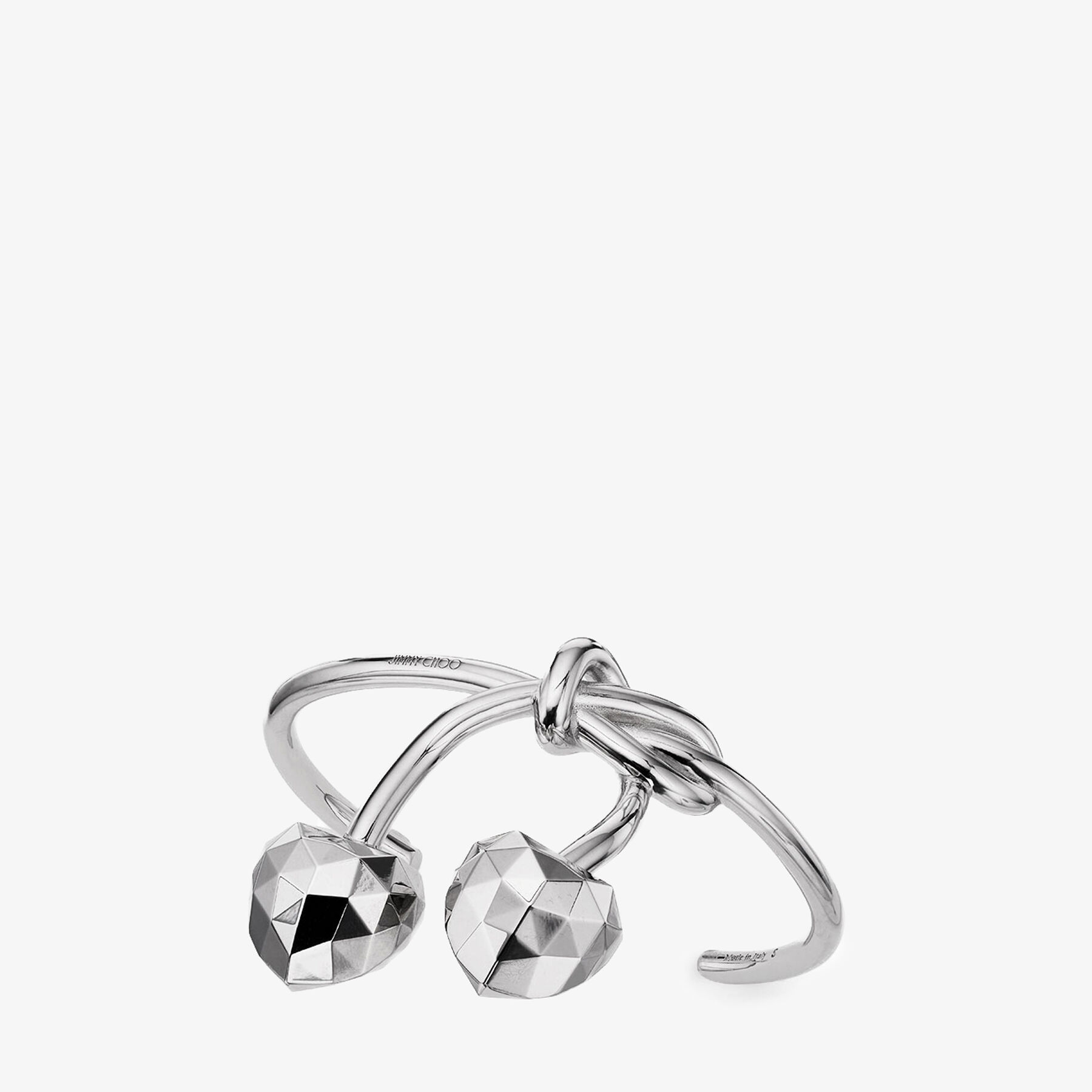 Faceted Heart Cuff | Silver Finish Bracelet | JIMMY CHOO