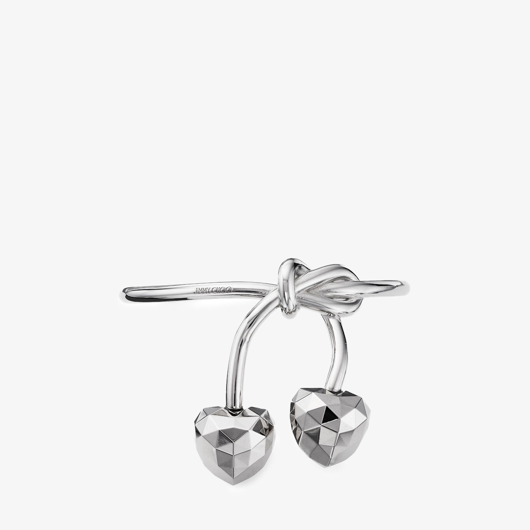 Faceted Heart Cuff | Silver Finish Bracelet | JIMMY CHOO