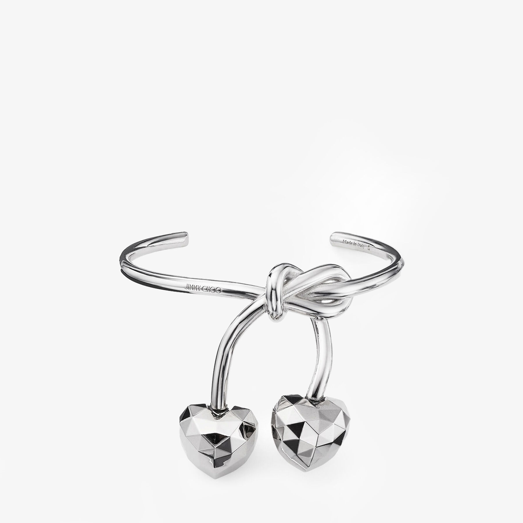 Faceted Heart Cuff | Silver Finish Bracelet | JIMMY CHOO