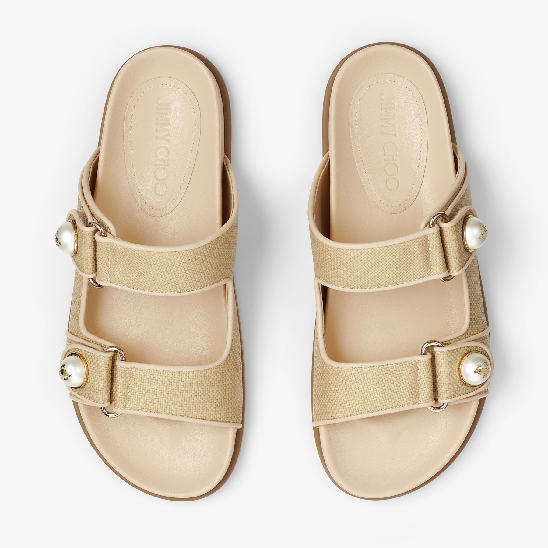Fayence Sandal|Natural Raffia and Leather Flats| JIMMY CHOO UK
