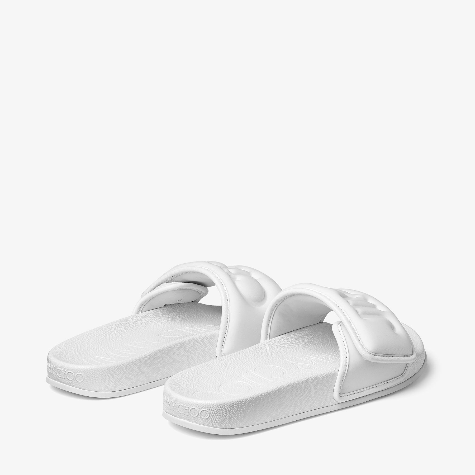 Fitz/F | White Puffed Logo Lycra Slides | JIMMY CHOO
