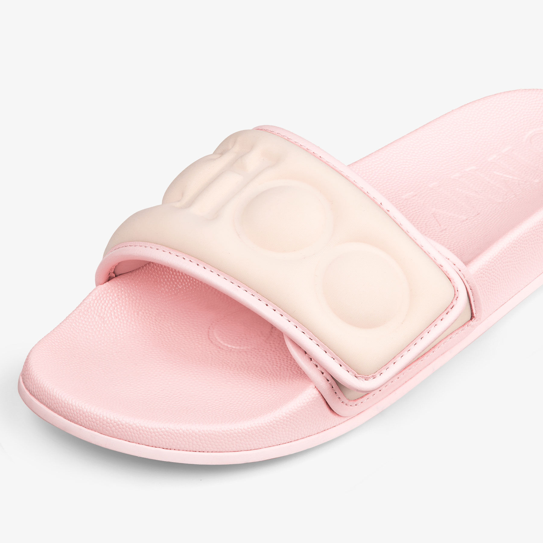 Fitz/F | Powder Pink Puffed Logo Lycra Slides | JIMMY CHOO