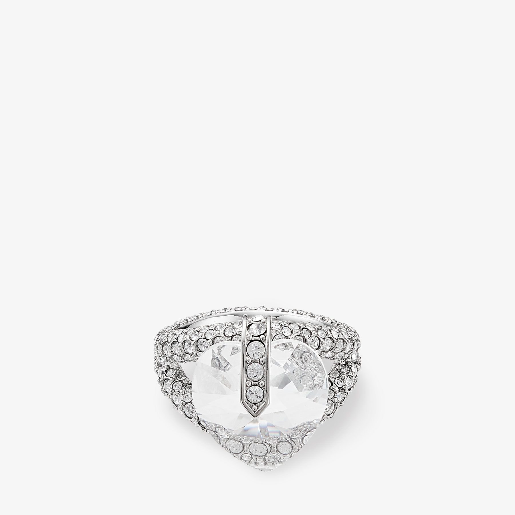 Heart Double Ring | Silver-Finish Heart Double Ring with Crystals ...