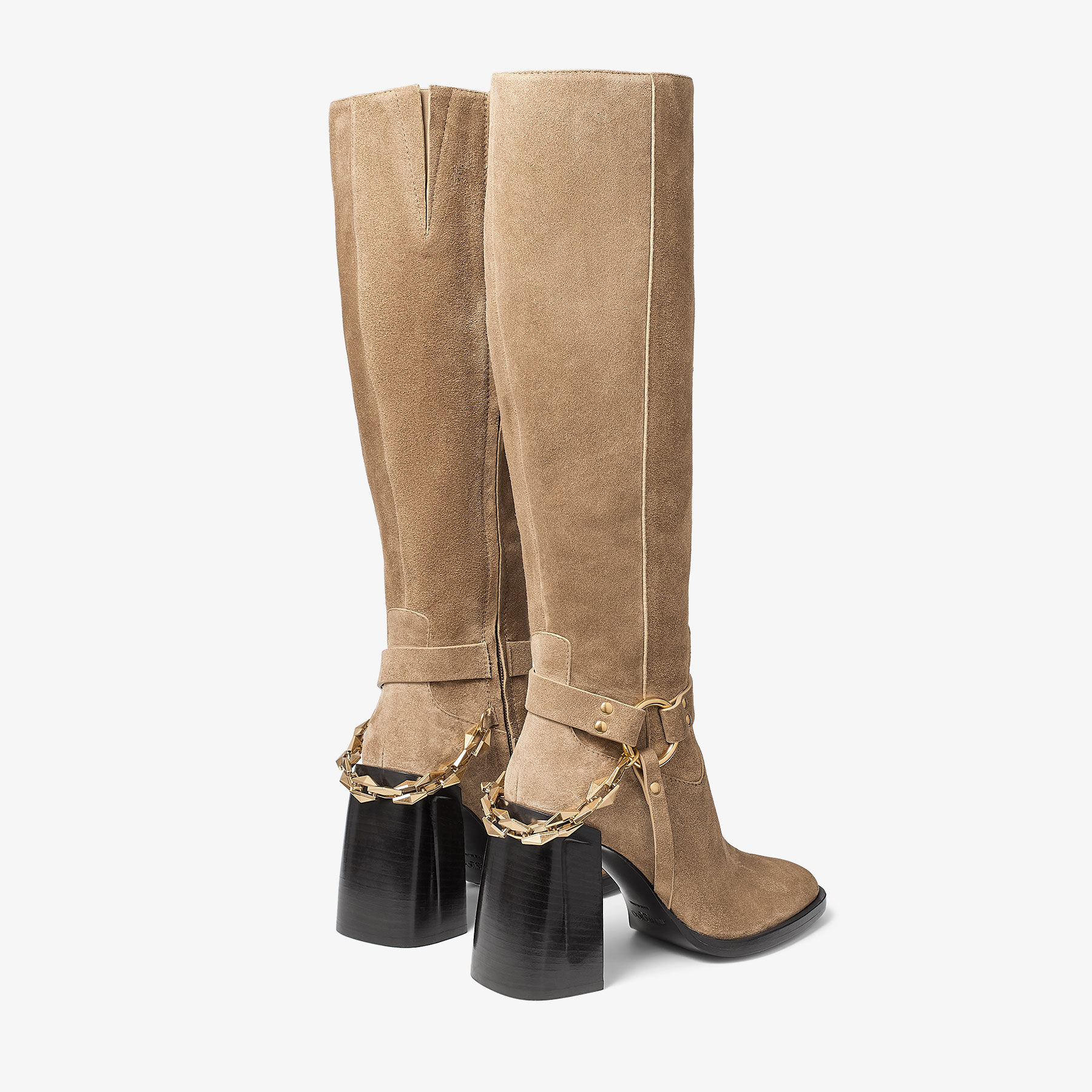 Isabelle Knee Boot 95 | Rattan Velvet Suede Knee-High Boots | JIMMY CHOO