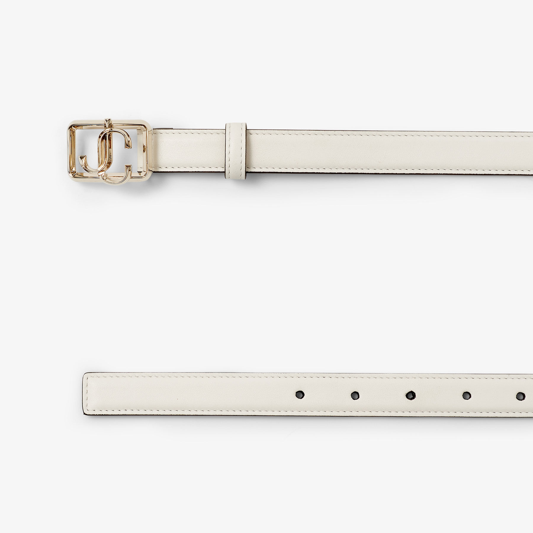 JC Square Belt | Latte Calf Leather JC Square-Buckle Belt | JIMMY CHOO