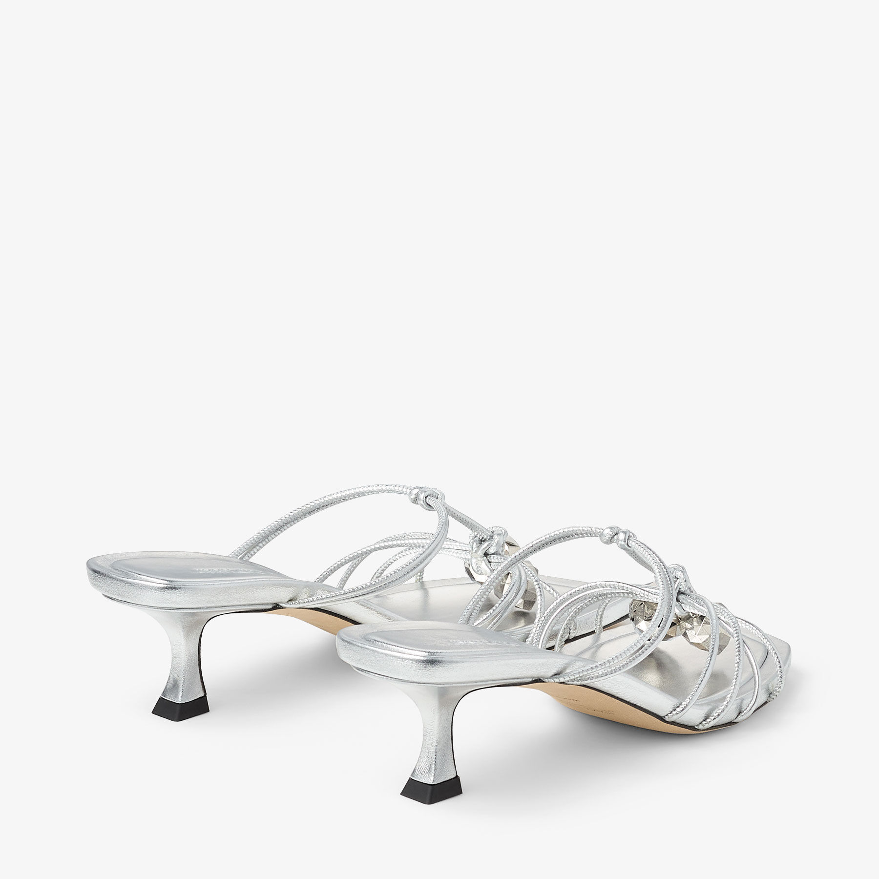 Jemma Mule 50 | Silver Nappa Leather Sandals | JIMMY CHOO