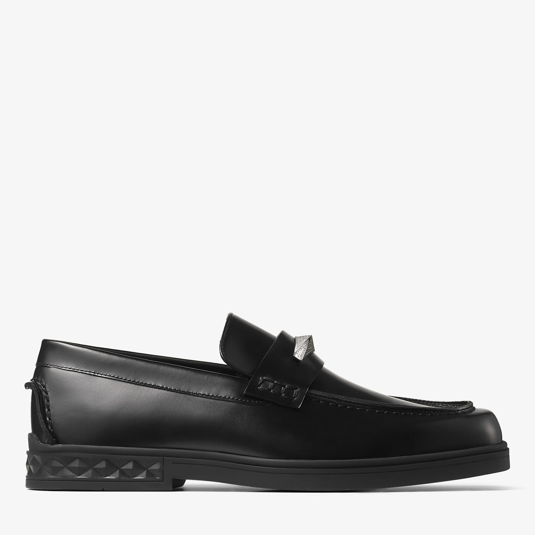 Josh Driver | Black Leather Driver Shoes with Pavé Diamond | New ...