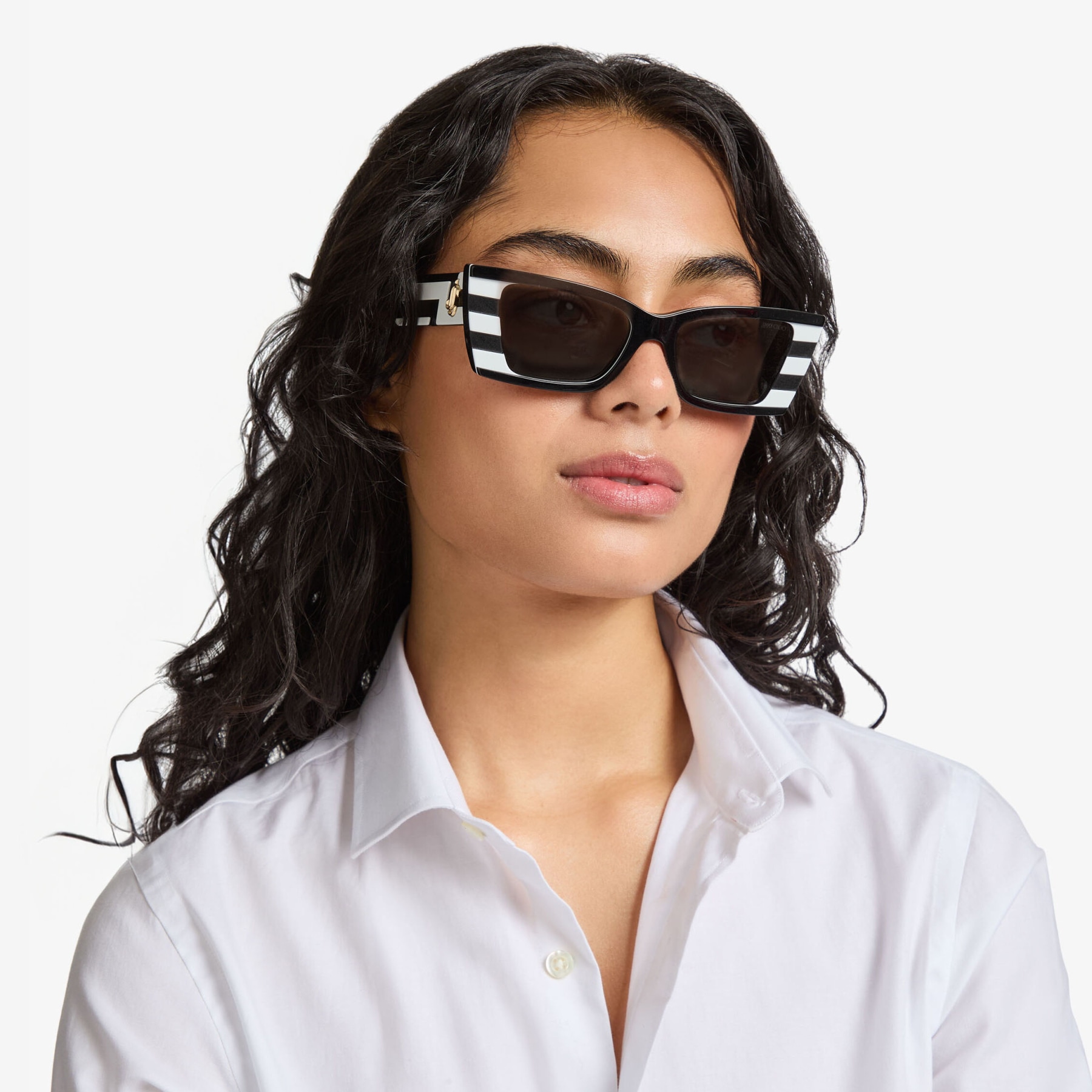 Kalila | Black and White Rectangular Sunglasses | JIMMY CHOO