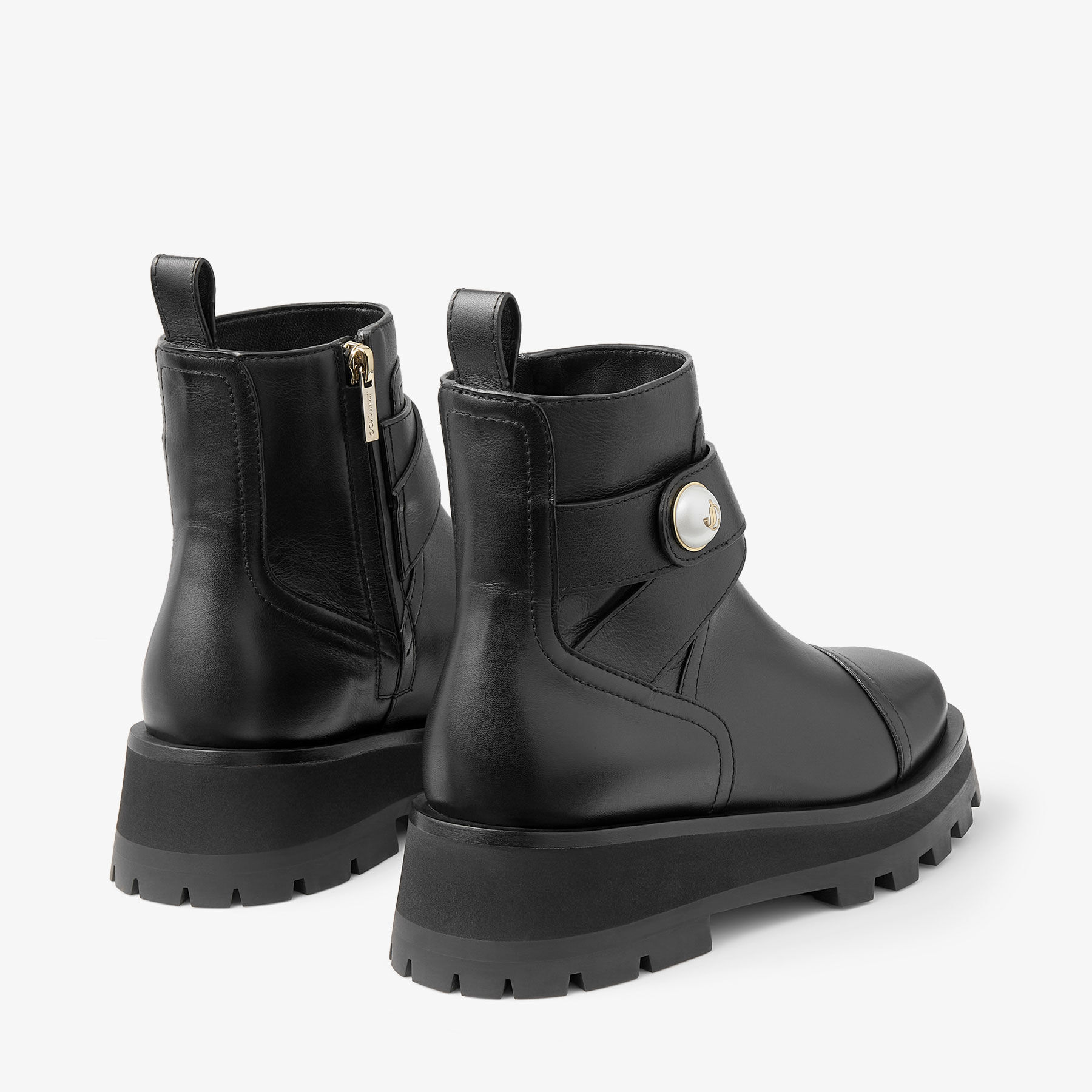 Meena Flat | Black Leather Boots | JIMMY CHOO UK