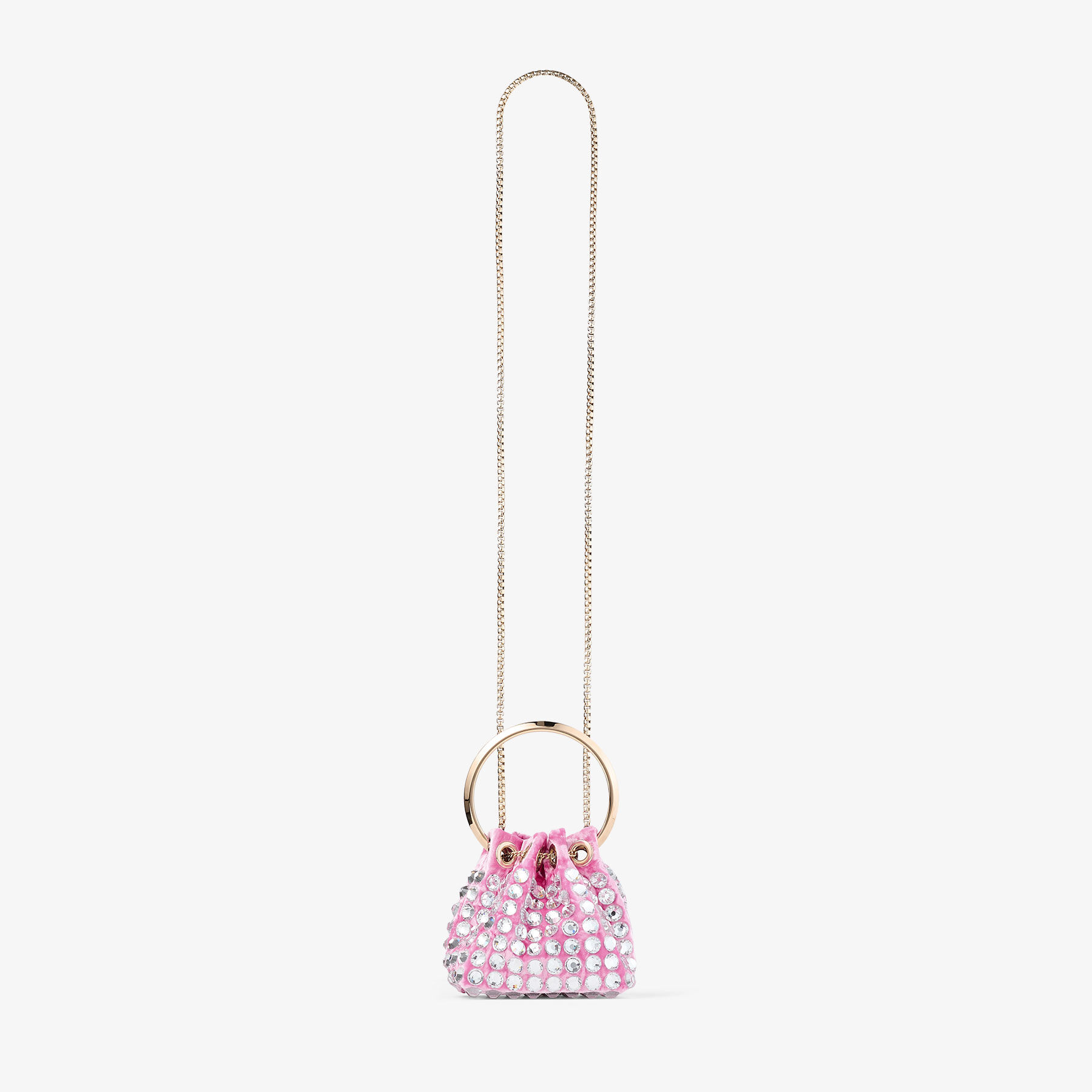 Micro Bon Bon | Magenta Crushed Velvet Mini Bag | JIMMY CHOO
