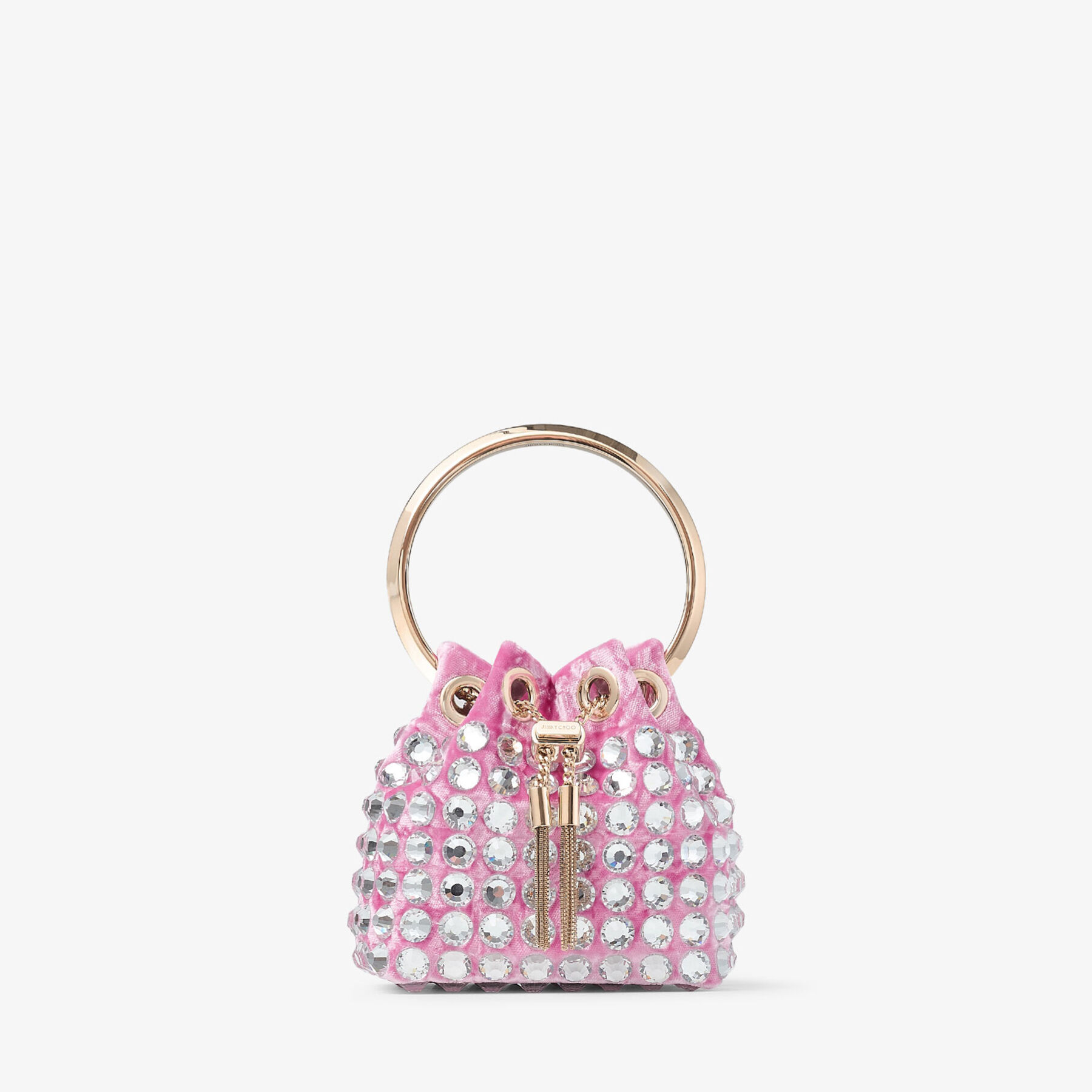 Micro Bon Bon | Magenta Crushed Velvet Mini Bag | JIMMY CHOO