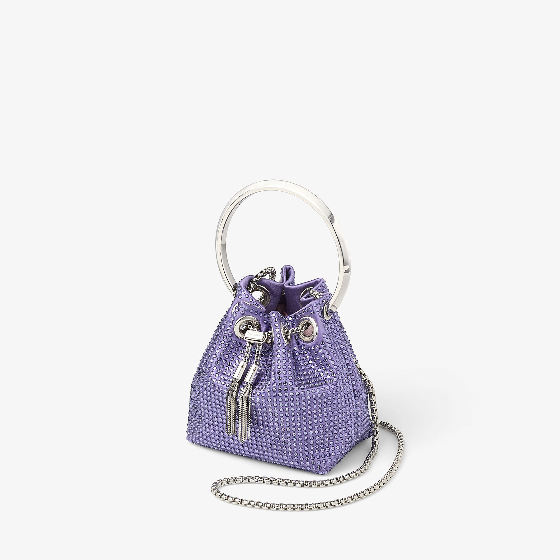 Micro Bon Bon|Tanzanite Satin Crystal Mini Bag| JIMMY CHOO UK