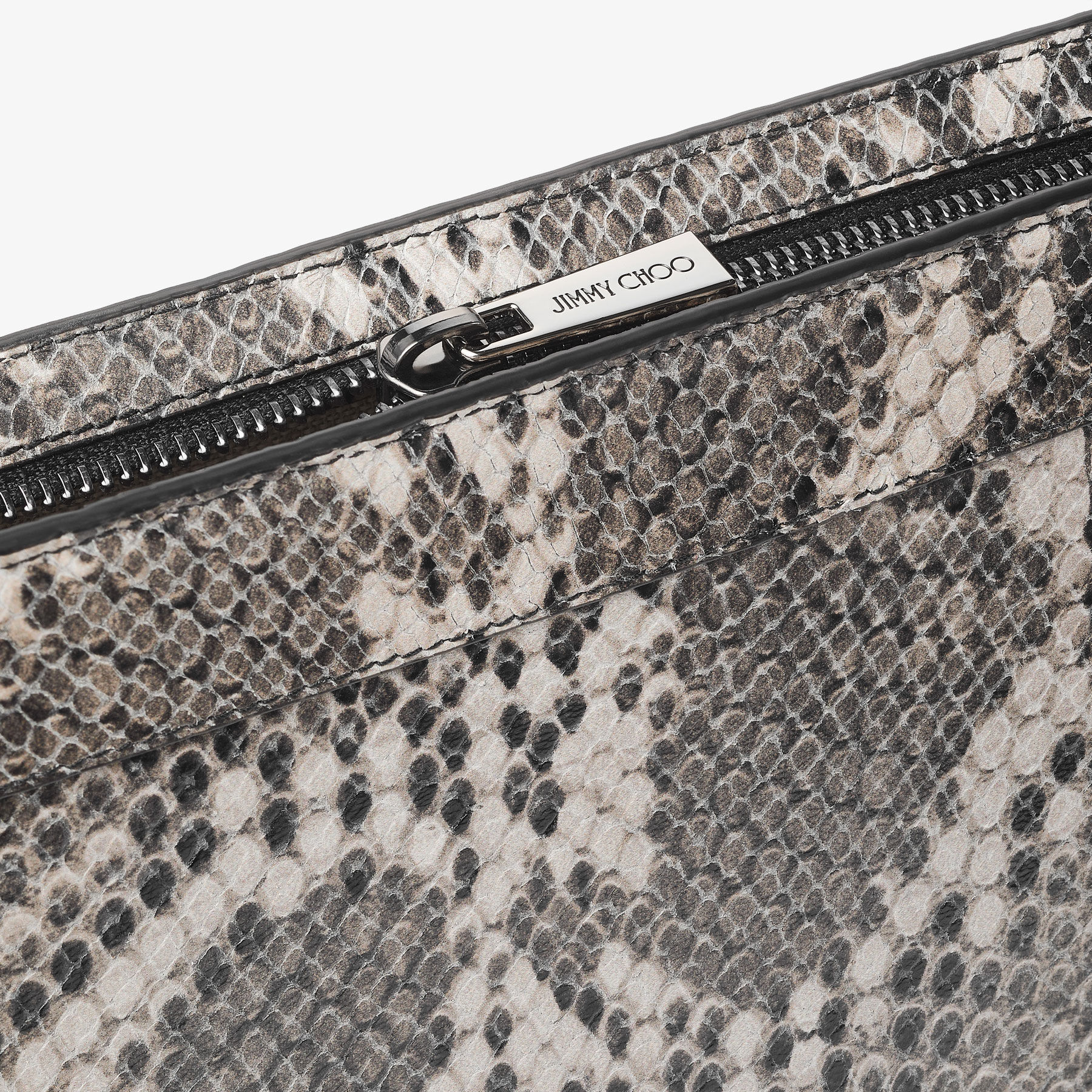 Nelis | Black Snake Print Clutch | JIMMY CHOO