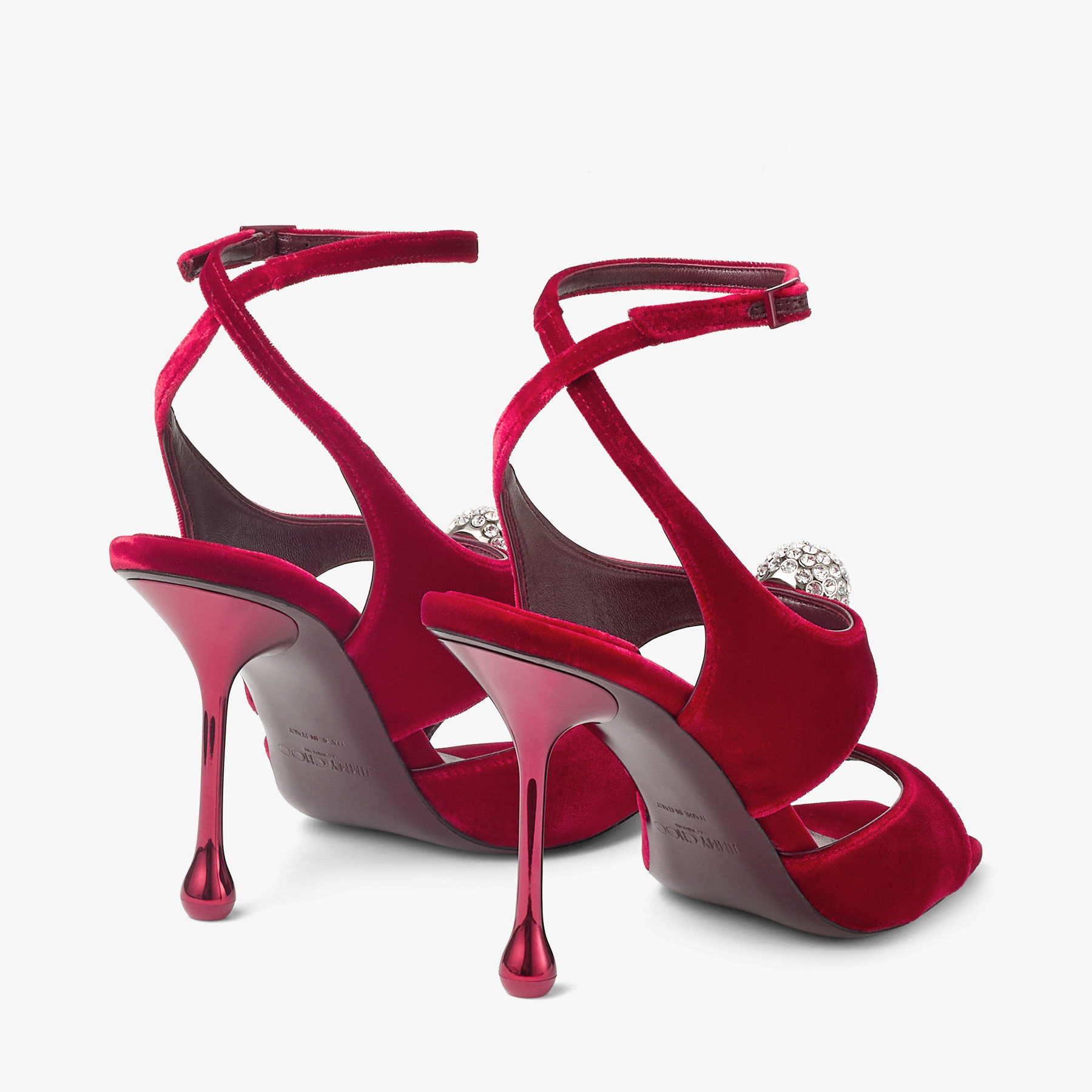 Orb 95 | Ruby Red Velvet Sandals | JIMMY CHOO