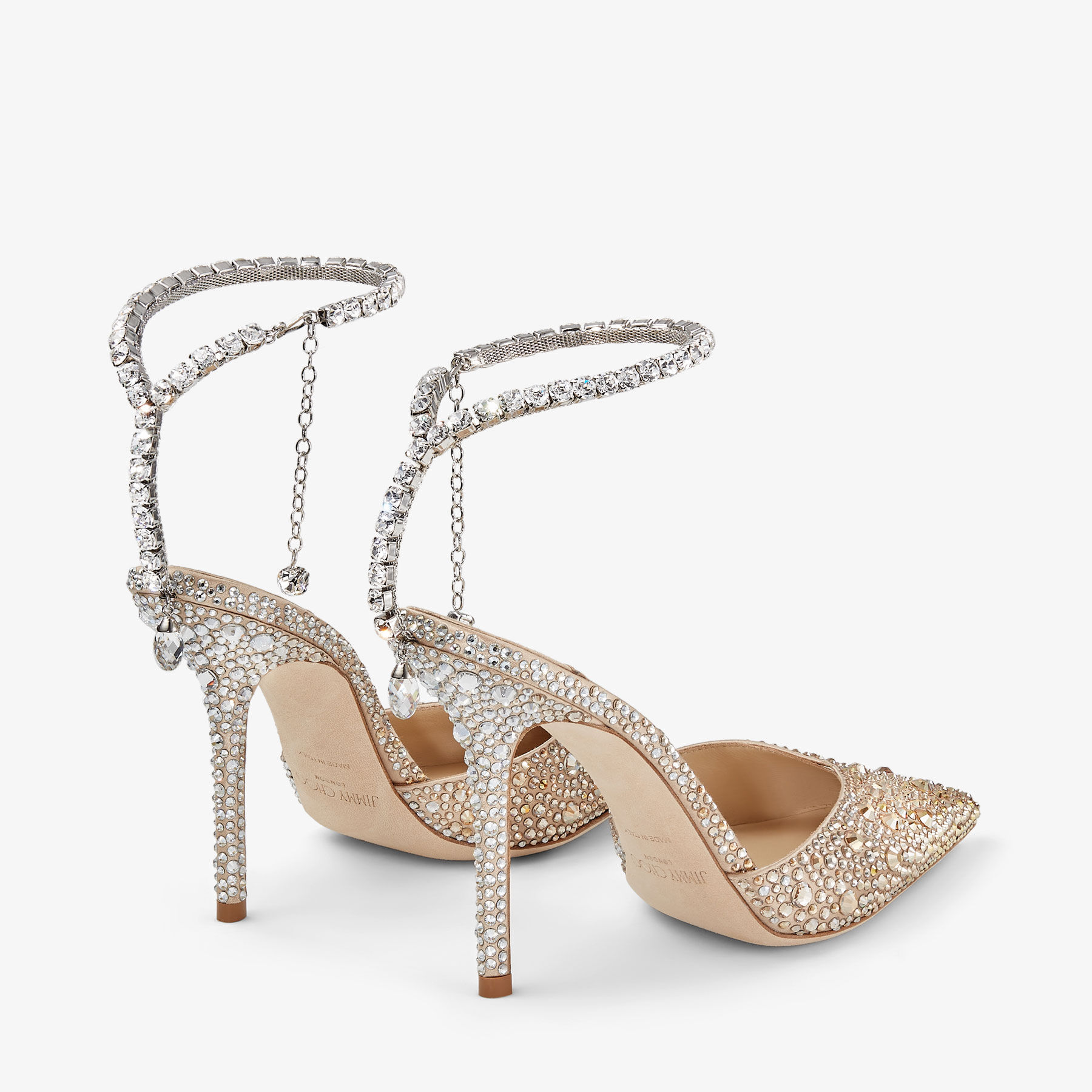 Saeda 100 | Gold Satin Pumps with crystals | JIMMY CHOO
