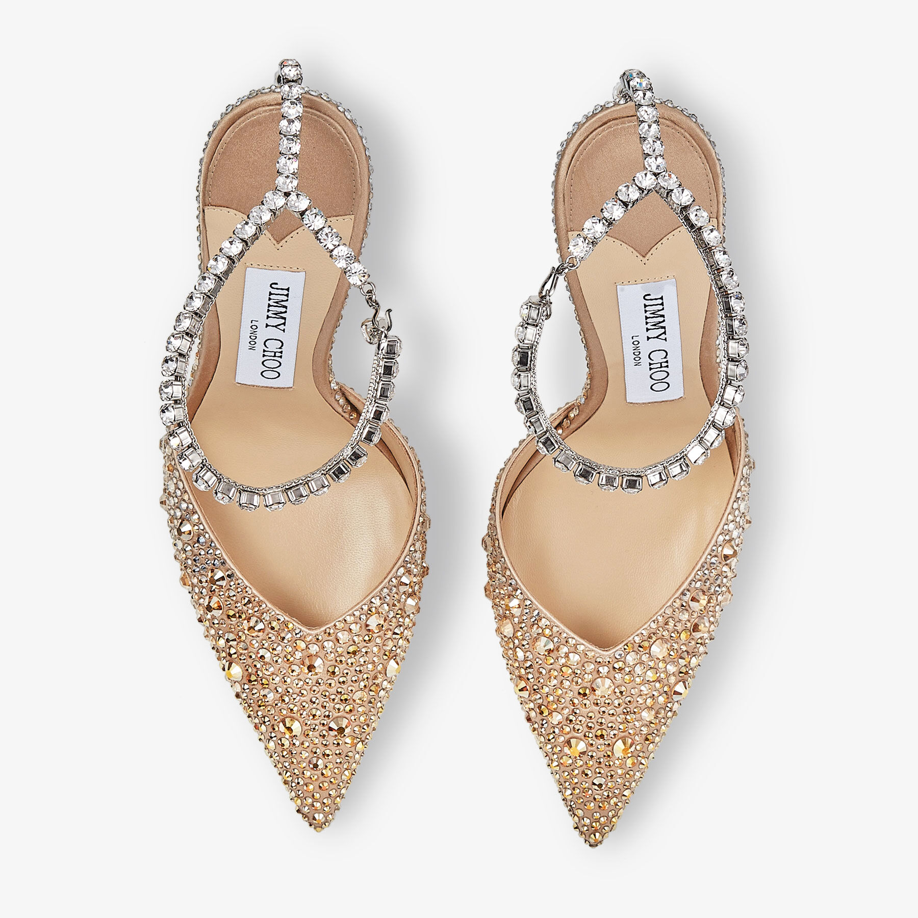 Saeda 100 | Gold Satin Pumps with crystals | JIMMY CHOO