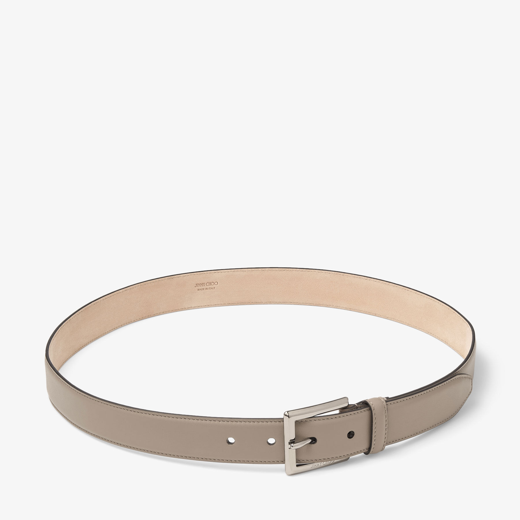 Sean | Taupe/Gunmetal Calf Leather Belt | JIMMY CHOO UK