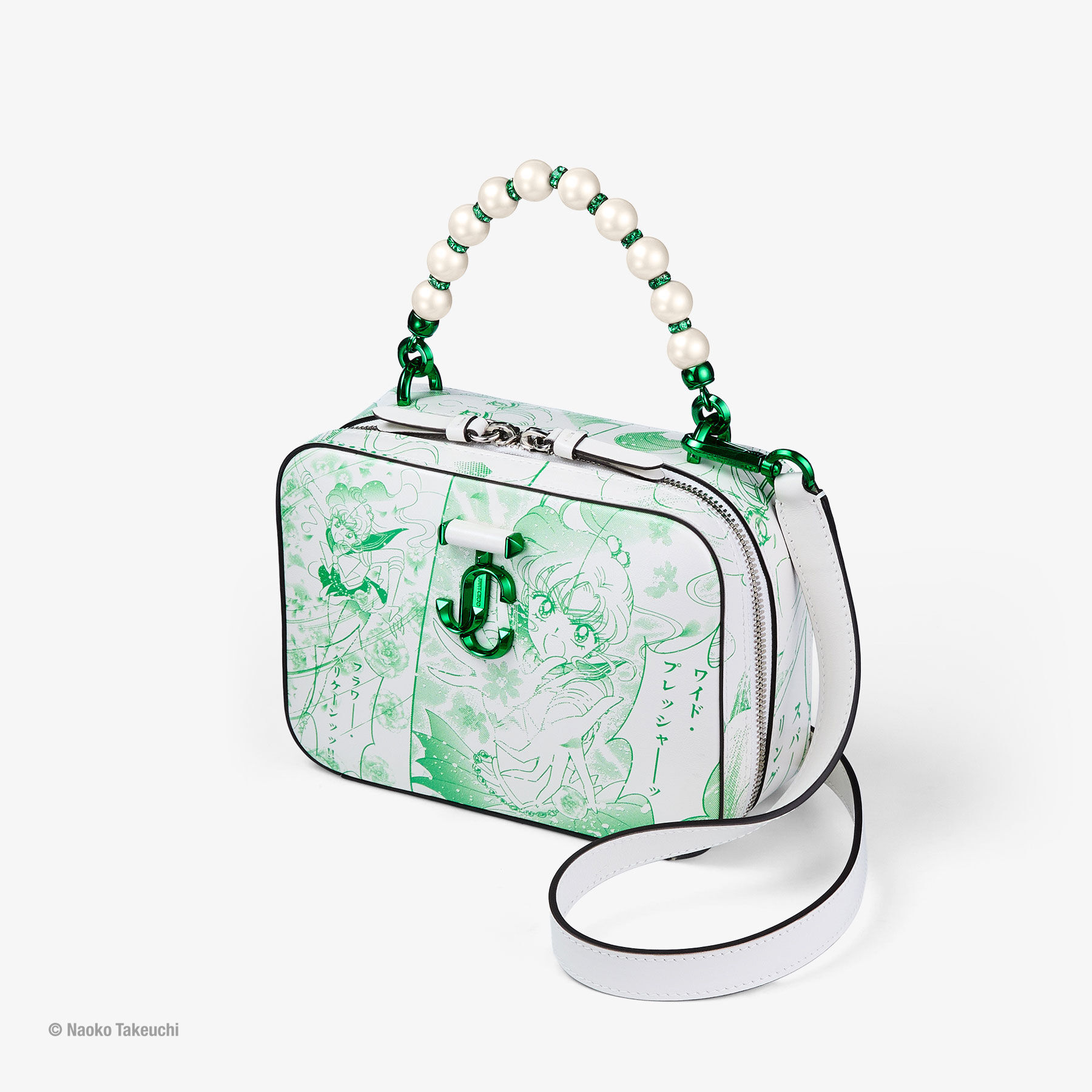 Sailor Jupiter Avenue Vanity Bag | Green Leather Top Handle | JIMMY CHOO