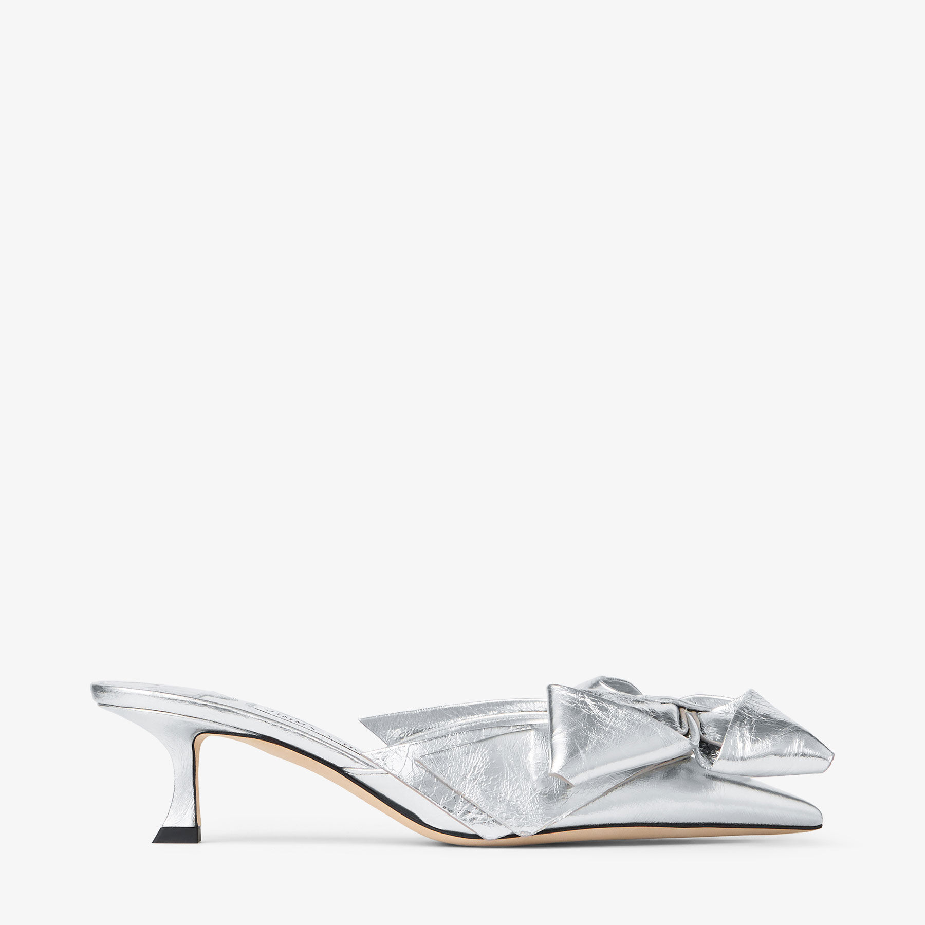 Staz Mule 50 | Silver Metallic Leather Mules | JIMMY CHOO UK
