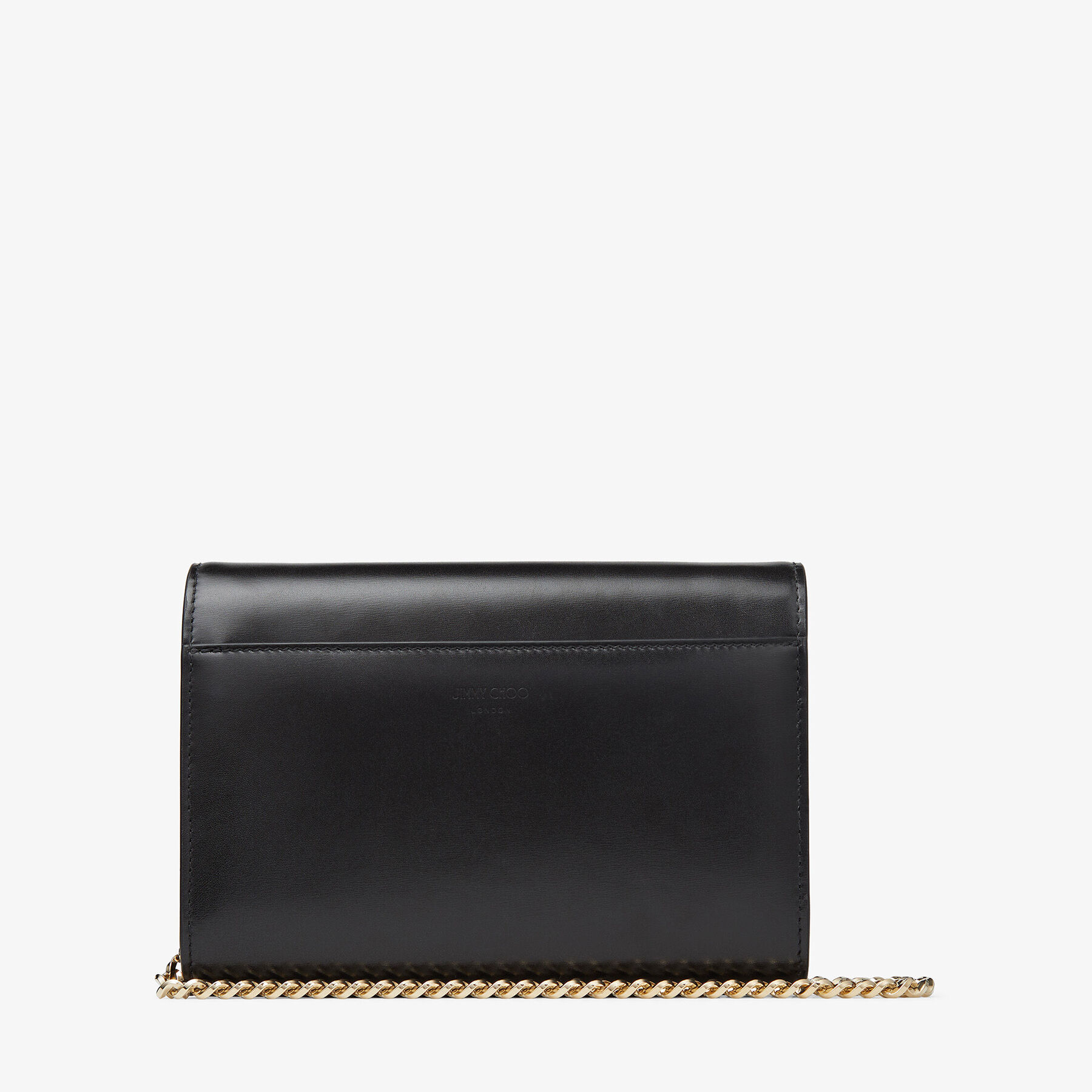 Black Box Leather Clutch Bag with Crystal-Embellished Light Gold JC ...