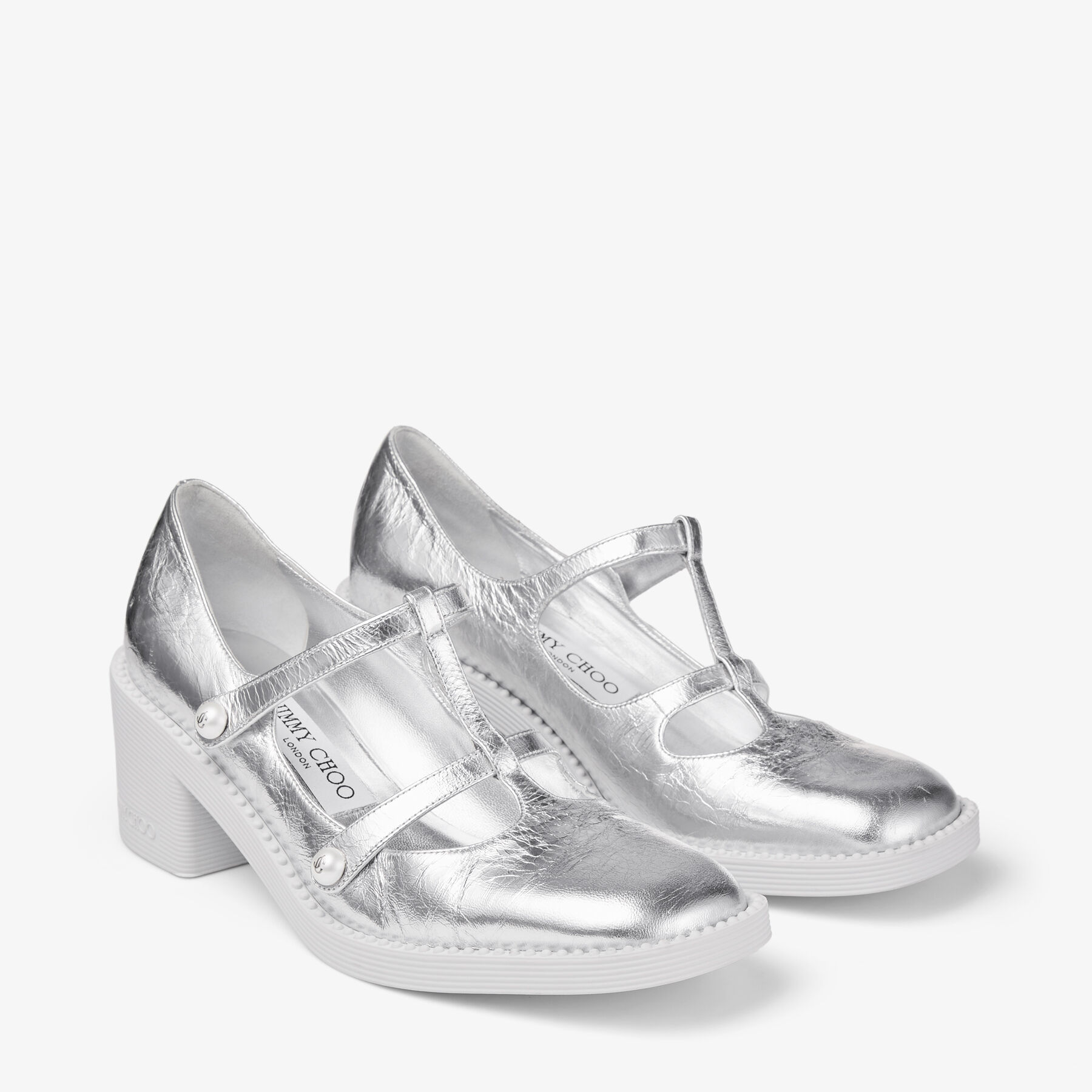 Adeline 60 | 銀色復古金屬感皮革高跟鞋 | JIMMY CHOO