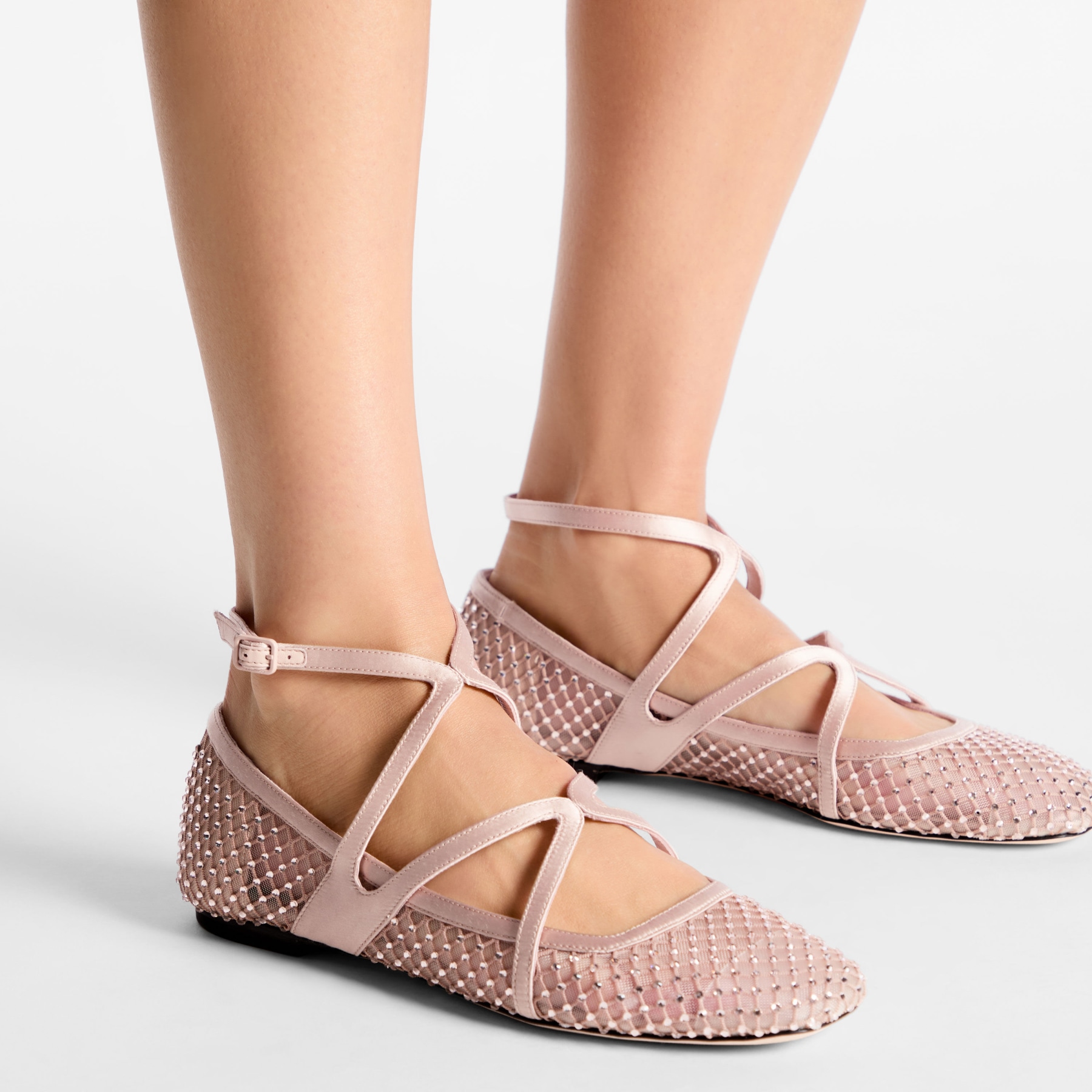 Astoria Flat | Macaron Satin Crystal Flats | JIMMY CHOO