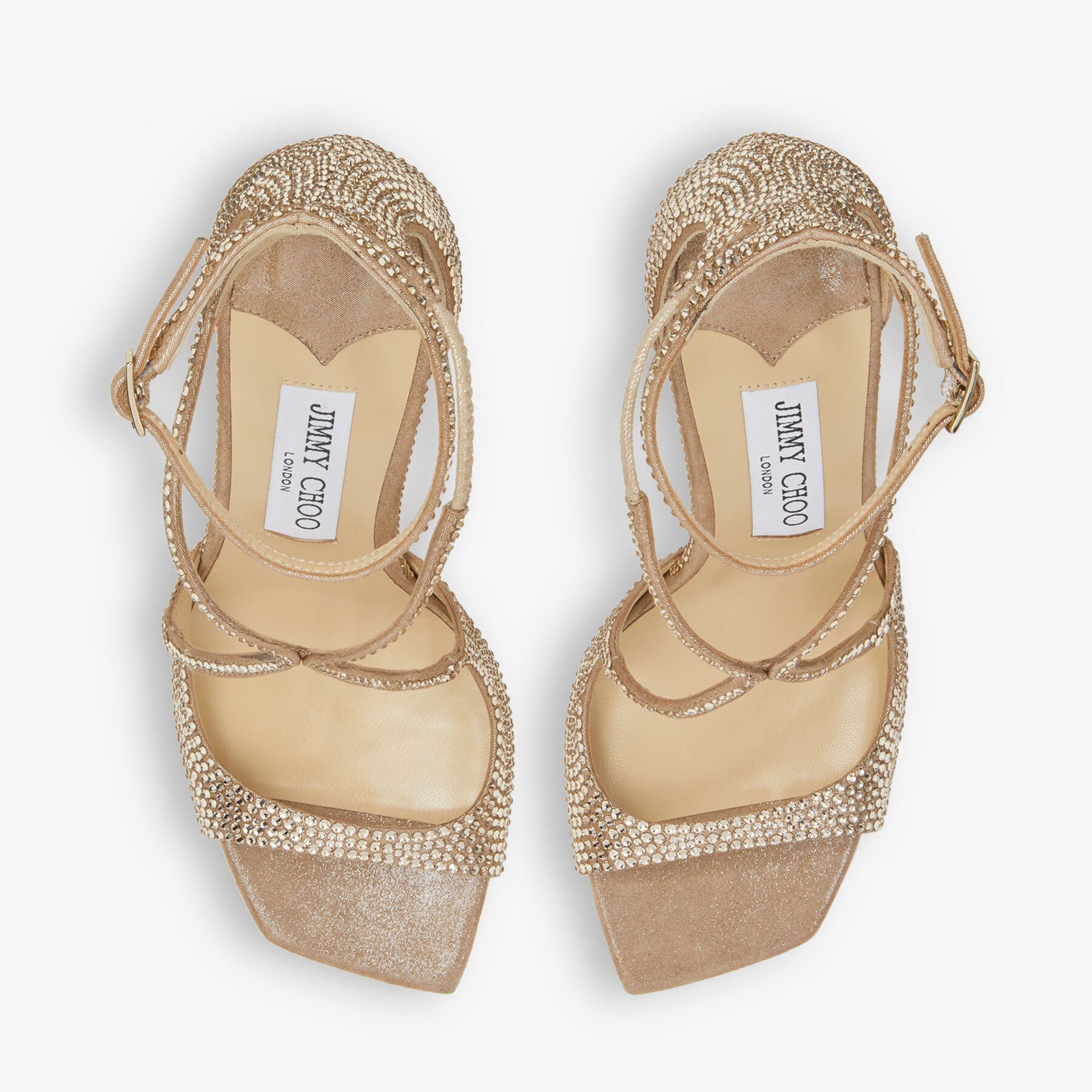 Honey Gold Suede Sandals with Crystals | AZIA 95 | Summer 2022 ...