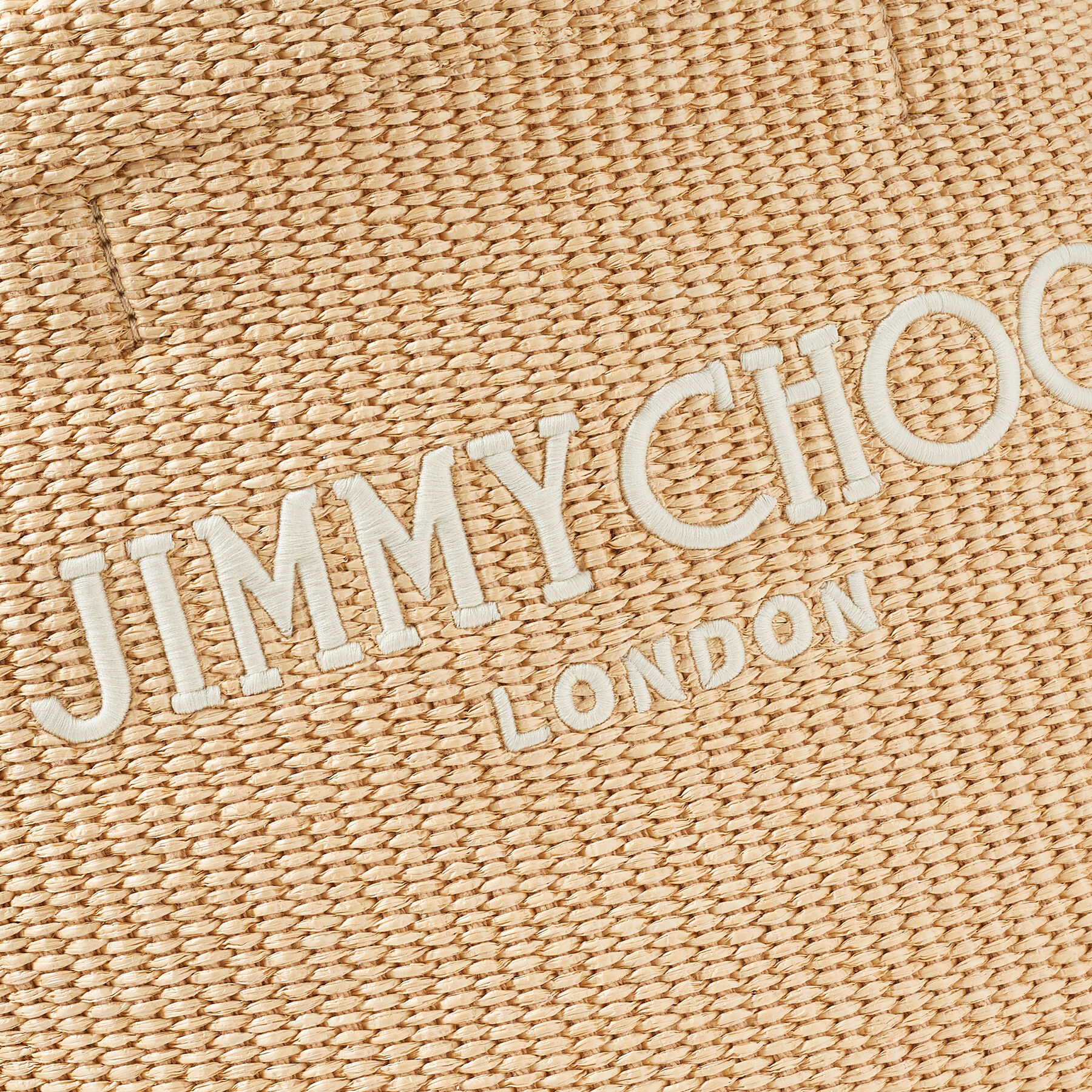 Beach Tote E/W M | Natural/Latte Raffia Embroidered Tote Bag | JIMMY CHOO