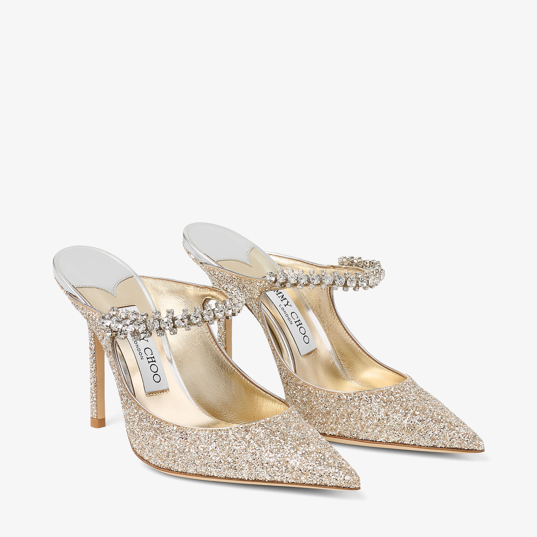 Bing 100 | Sand Glitter Fabric Mules | JIMMY CHOO