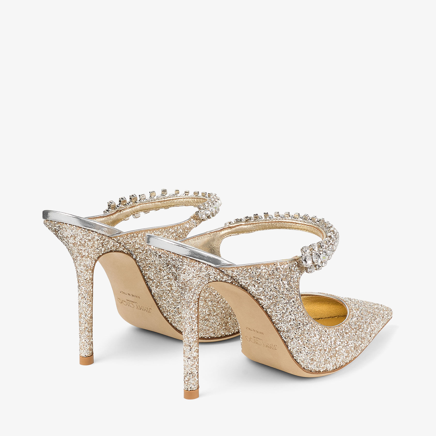 Bing 100 | Sand Glitter Fabric Mules | JIMMY CHOO
