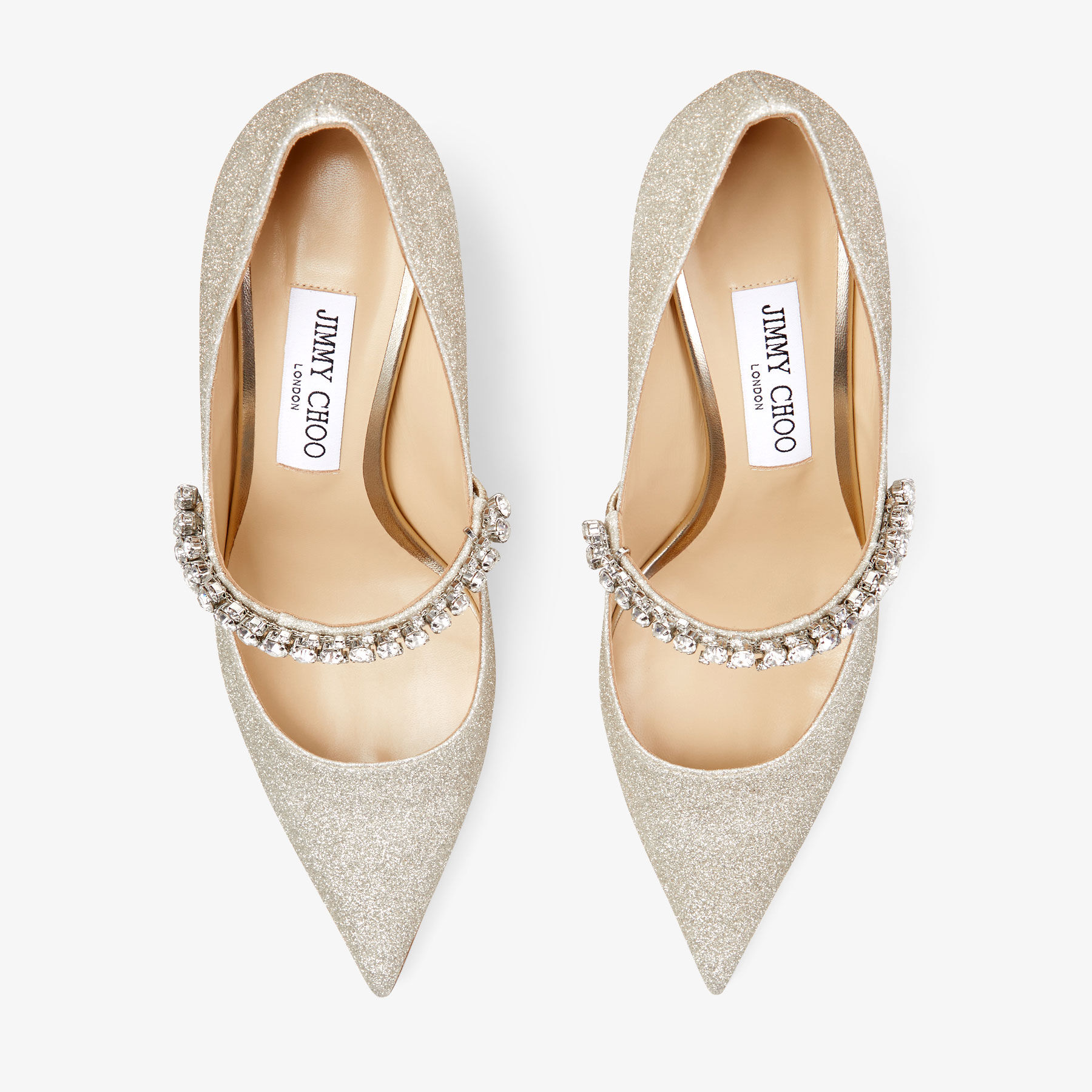 Bing Pump 65 | Platinum Ice Dusty Glitter Pumps with Swarovski Crystals ...