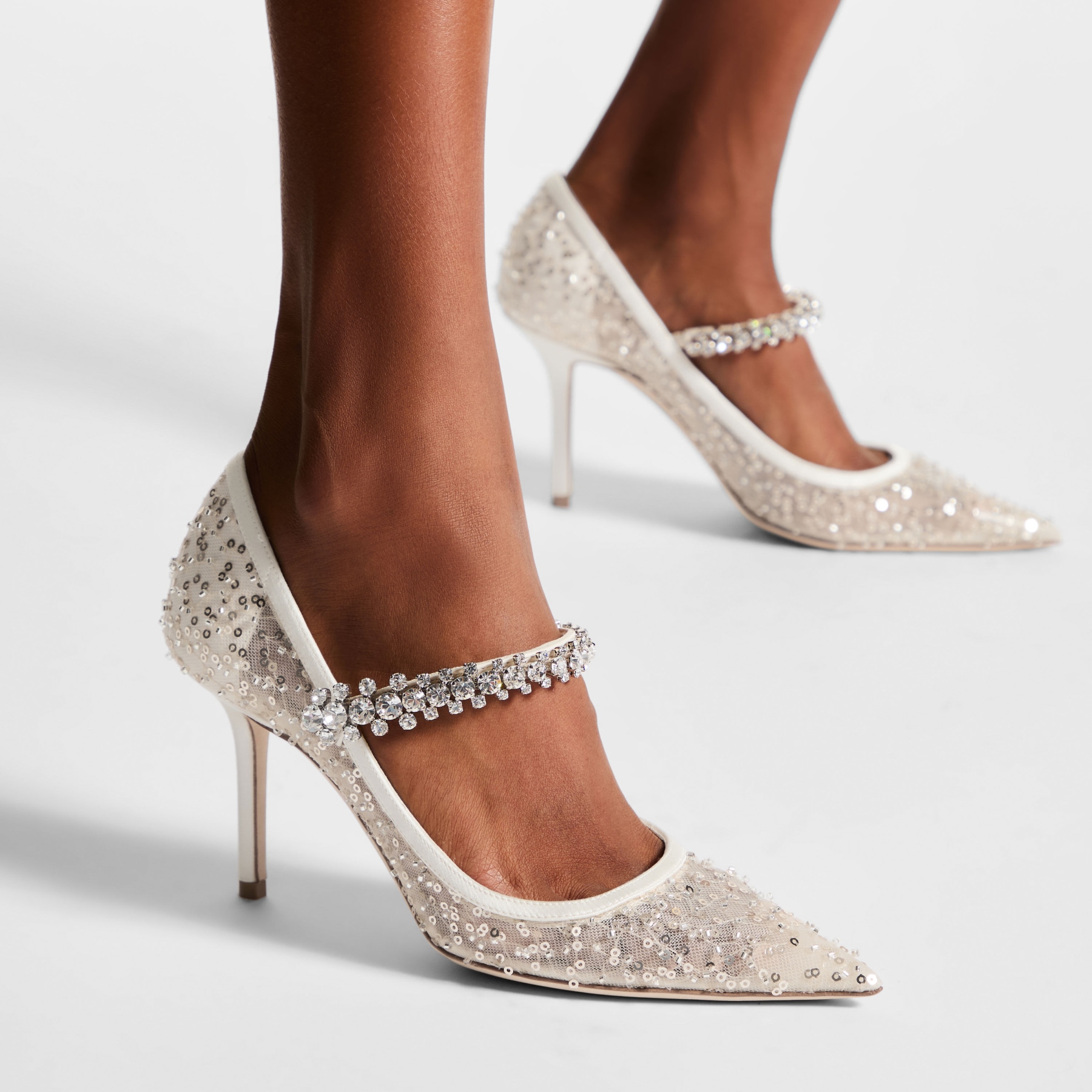 Bing Pump 85 | Ivory Beaded Mesh Pumps | JIMMY CHOO