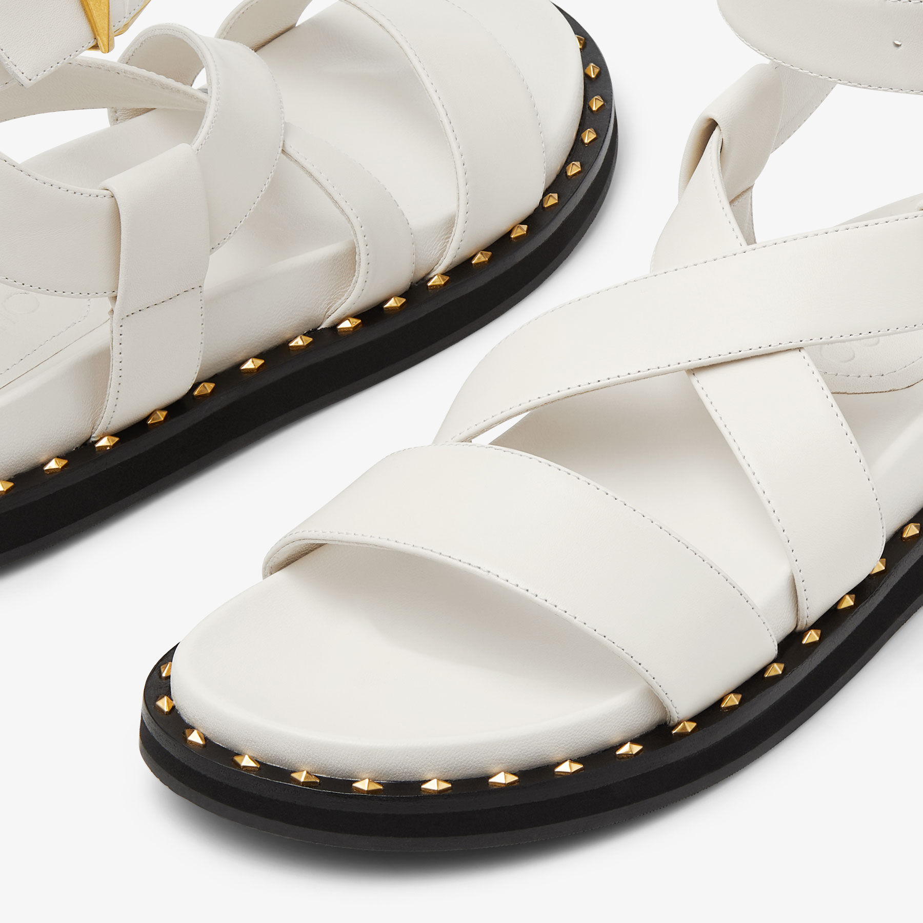 Blaise Flat|Latte/Gold Leather Flats| JIMMY CHOO