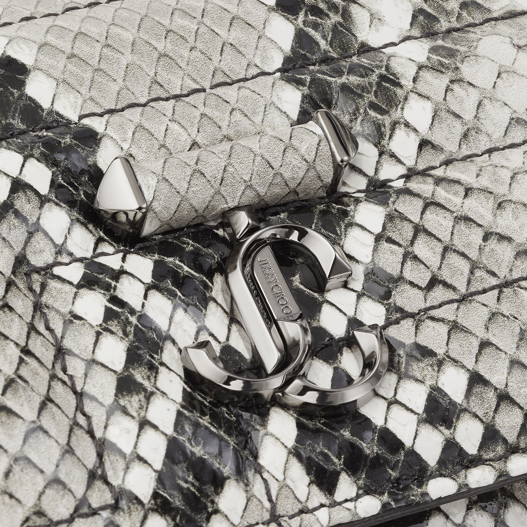 Bohemia | Roccia/Dark Silver Snake Print Mini Bag | JIMMY CHOO