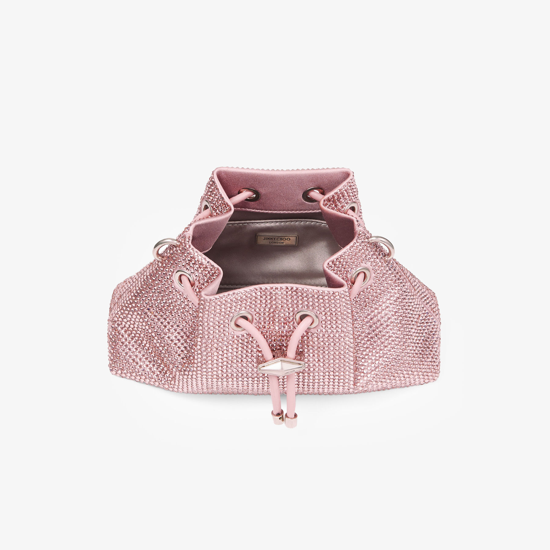 Cinch | Borsa in raso rosa con cristalli | JIMMY CHOO