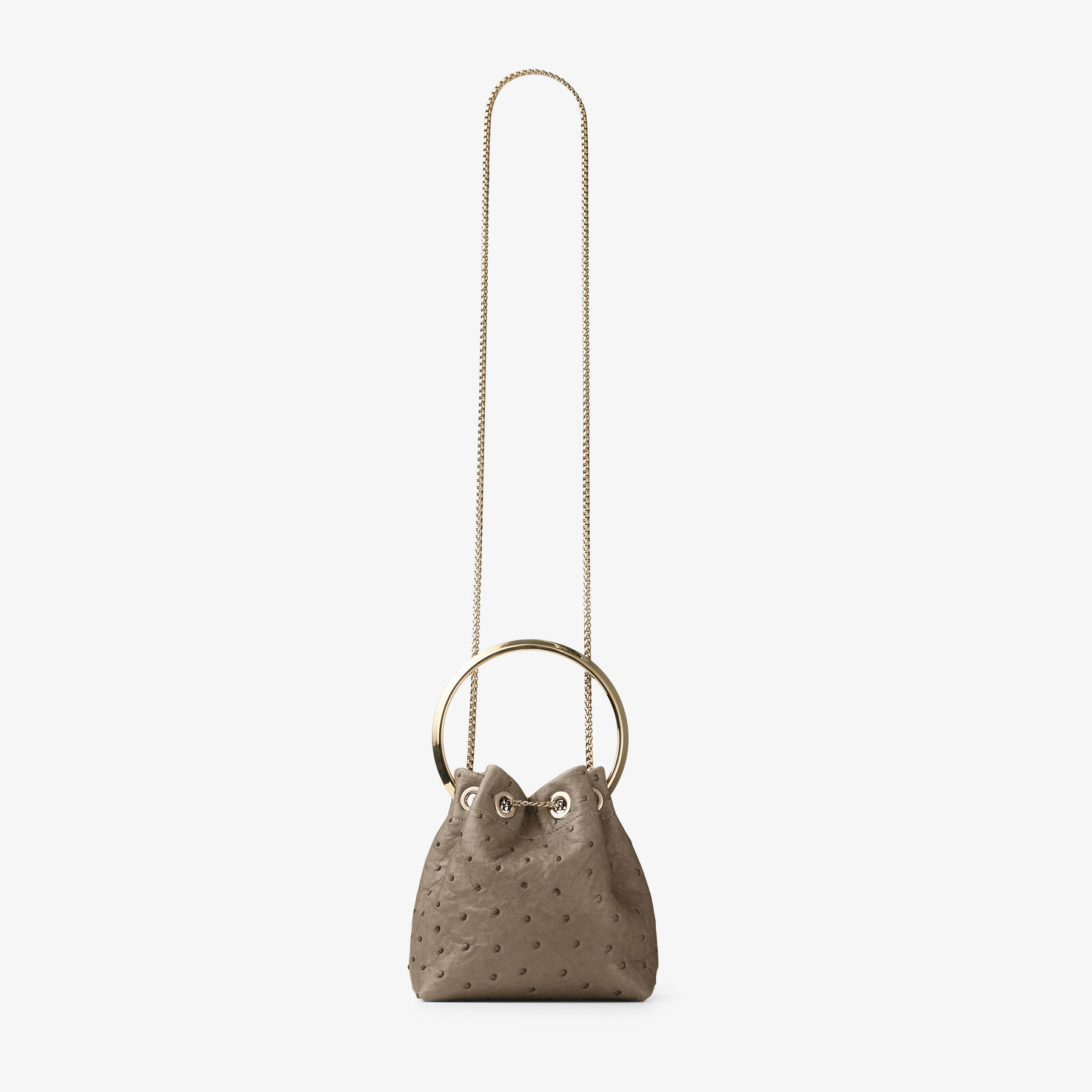 Bon Bon | Sac en cuir d'autruche taupe | JIMMY CHOO