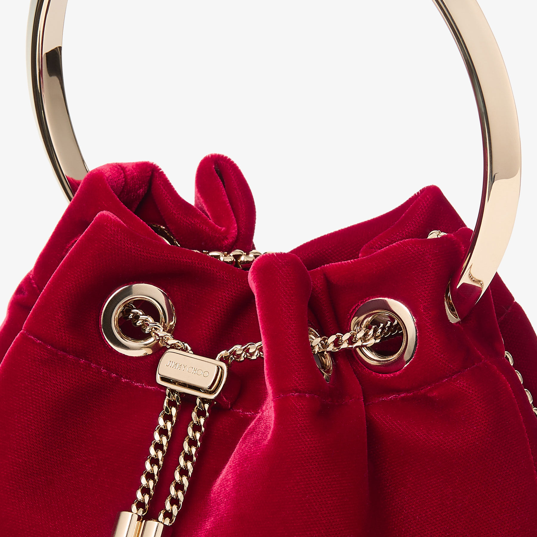 Bon Bon | Ruby Red Velvet Bag | JIMMY CHOO