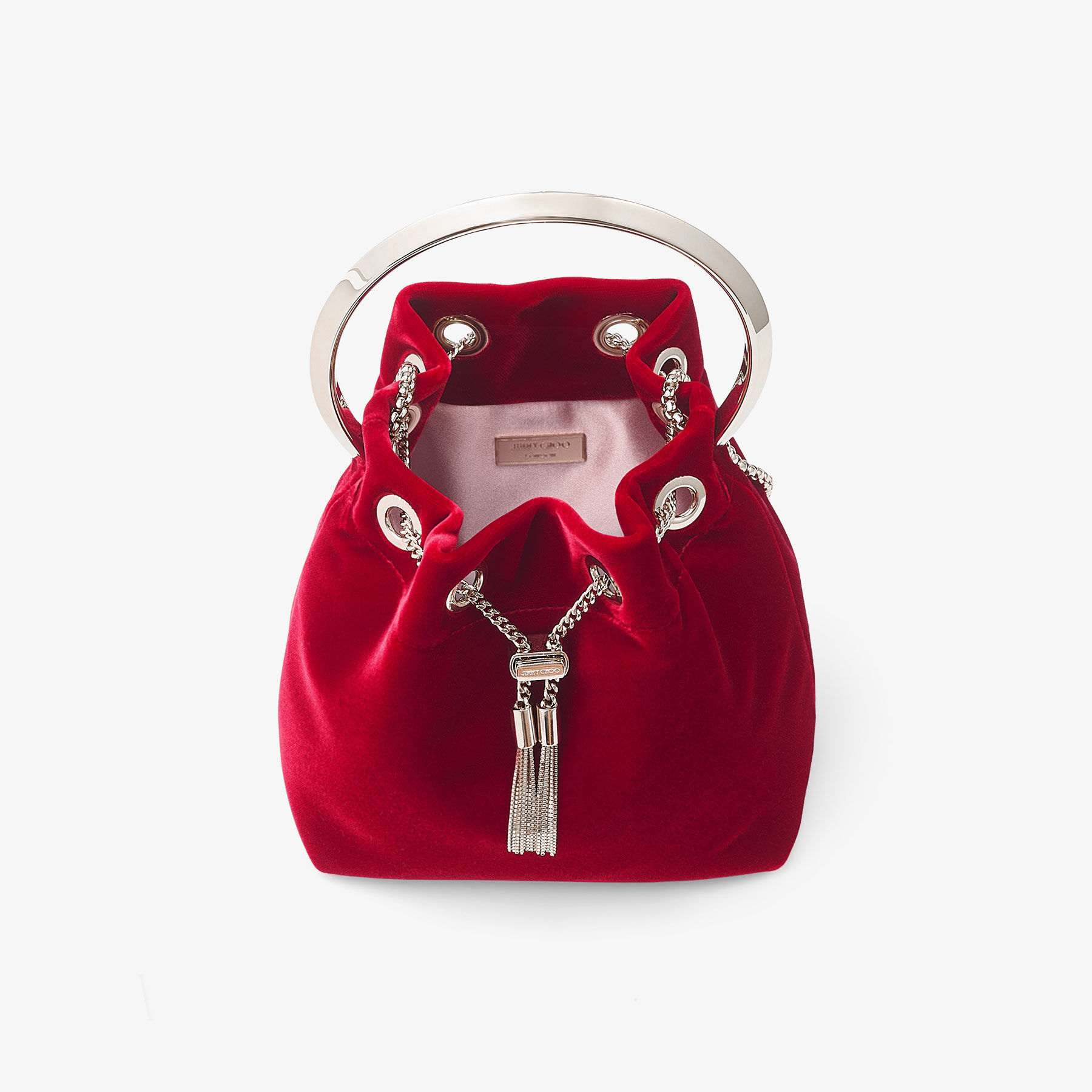 Bon Bon | Ruby Red Velvet Bag | JIMMY CHOO