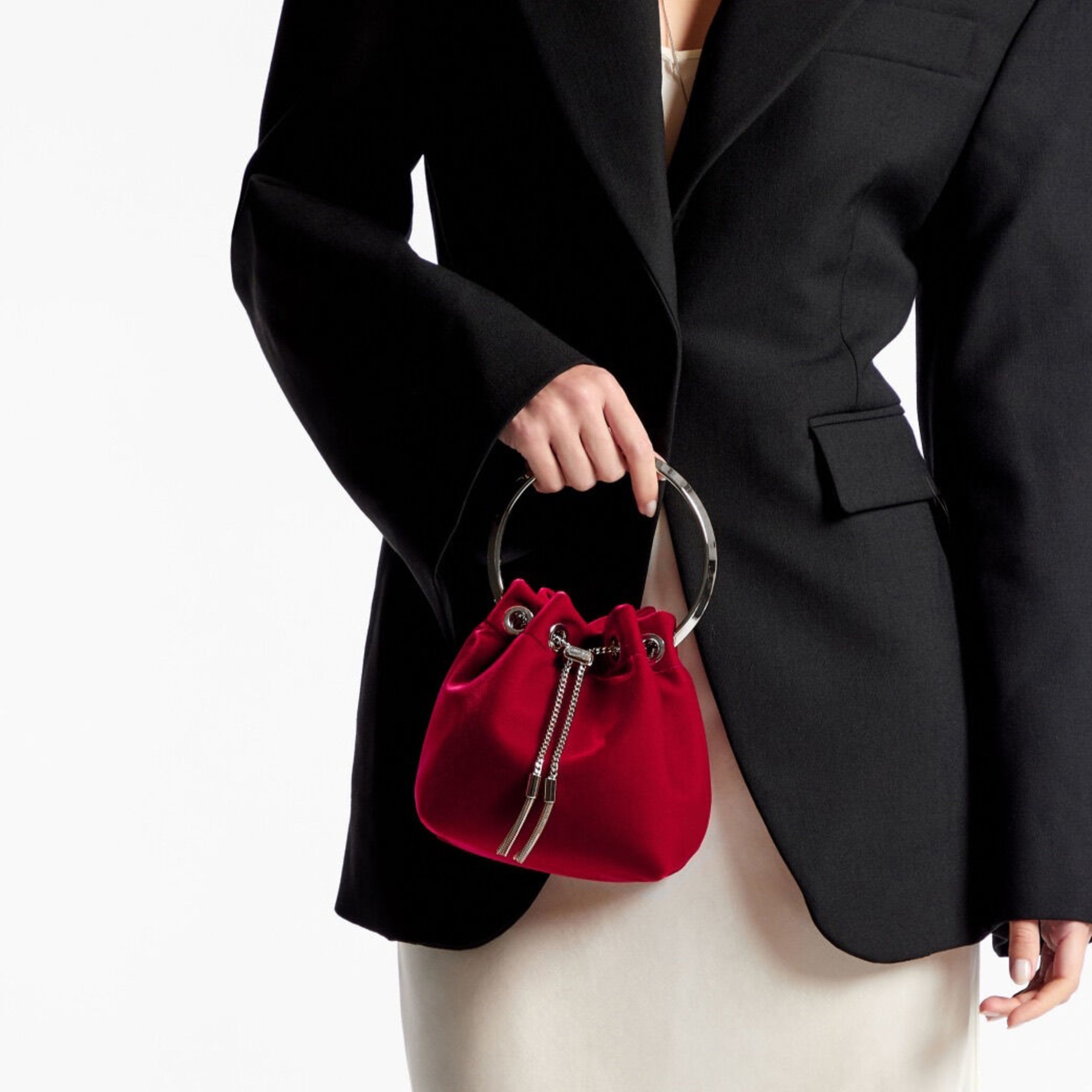 Bon Bon | Ruby Red Velvet Bag | JIMMY CHOO