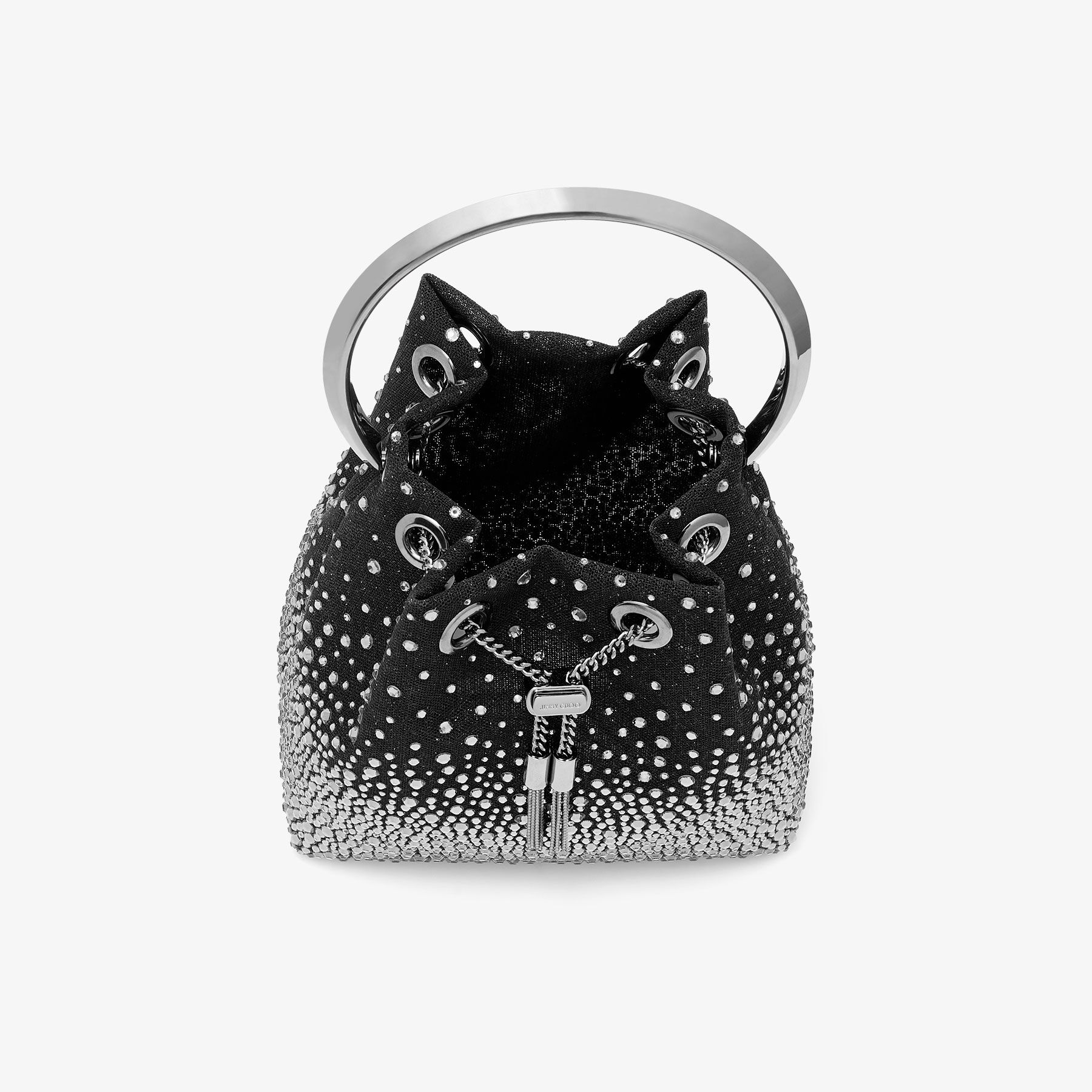 Bon Bon | Black Crystal Mesh Bag | JIMMY CHOO