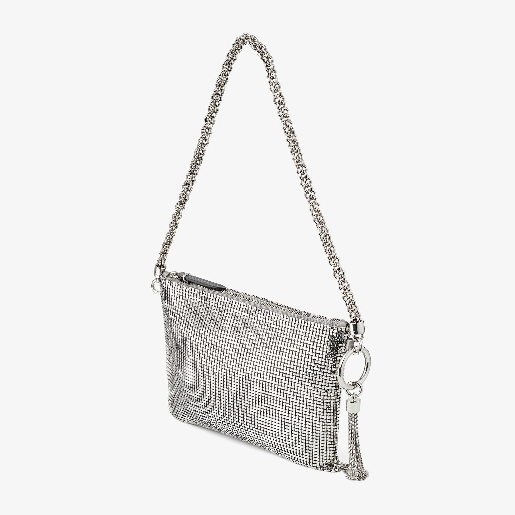 Callie Mini|Silver Metal Mesh Clutch| JIMMY CHOO NZ