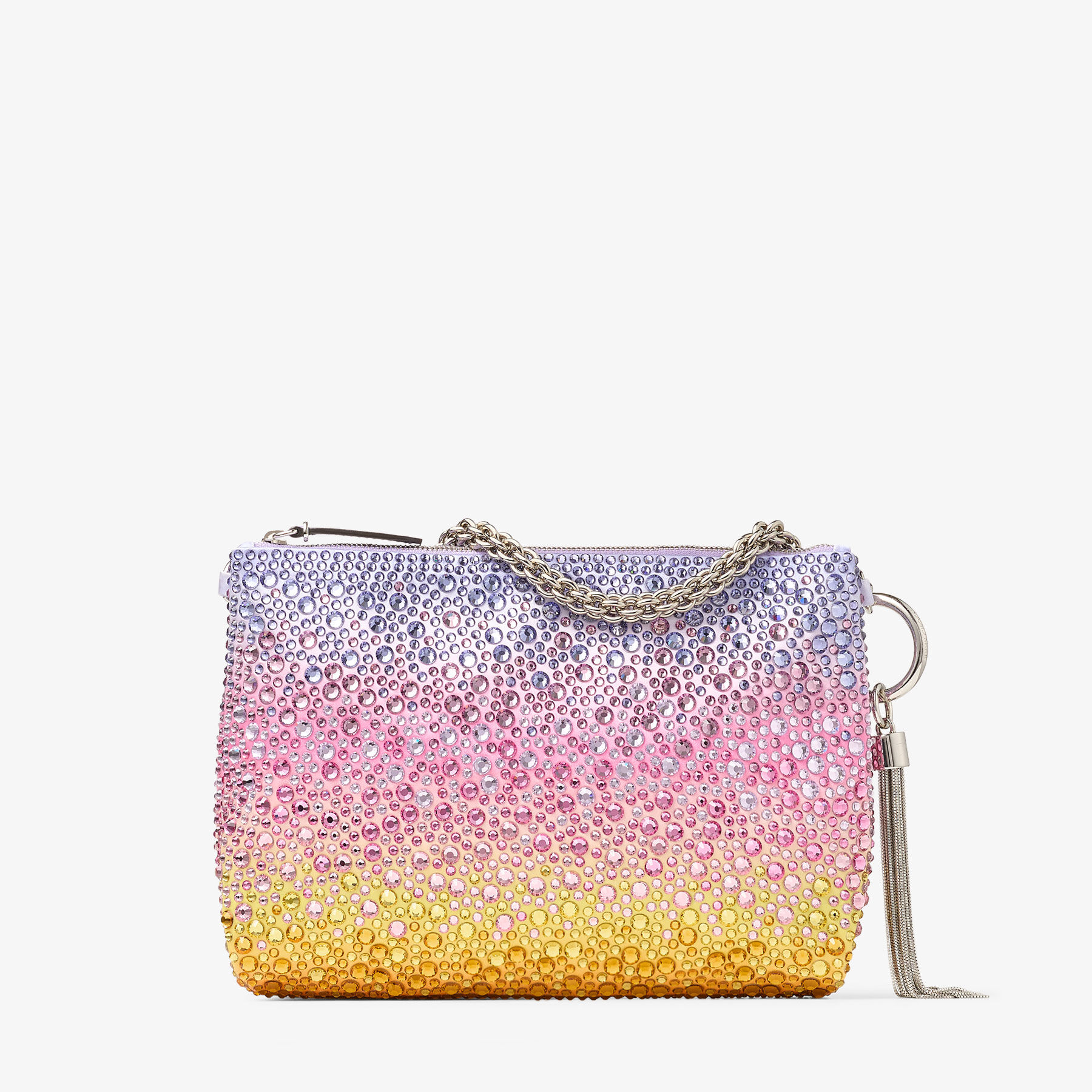 Callie | Sunset Mix Satin Crystal Clutch | JIMMY CHOO