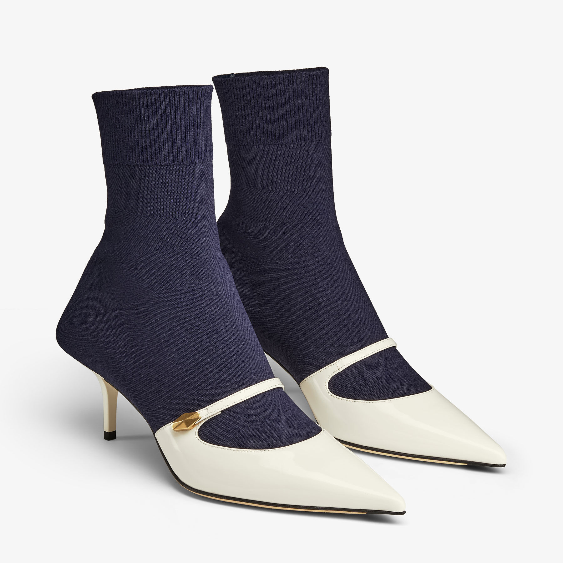 Carolyn Ankle Boot 60 | Botines en piel y punto de color blanco roto y ...