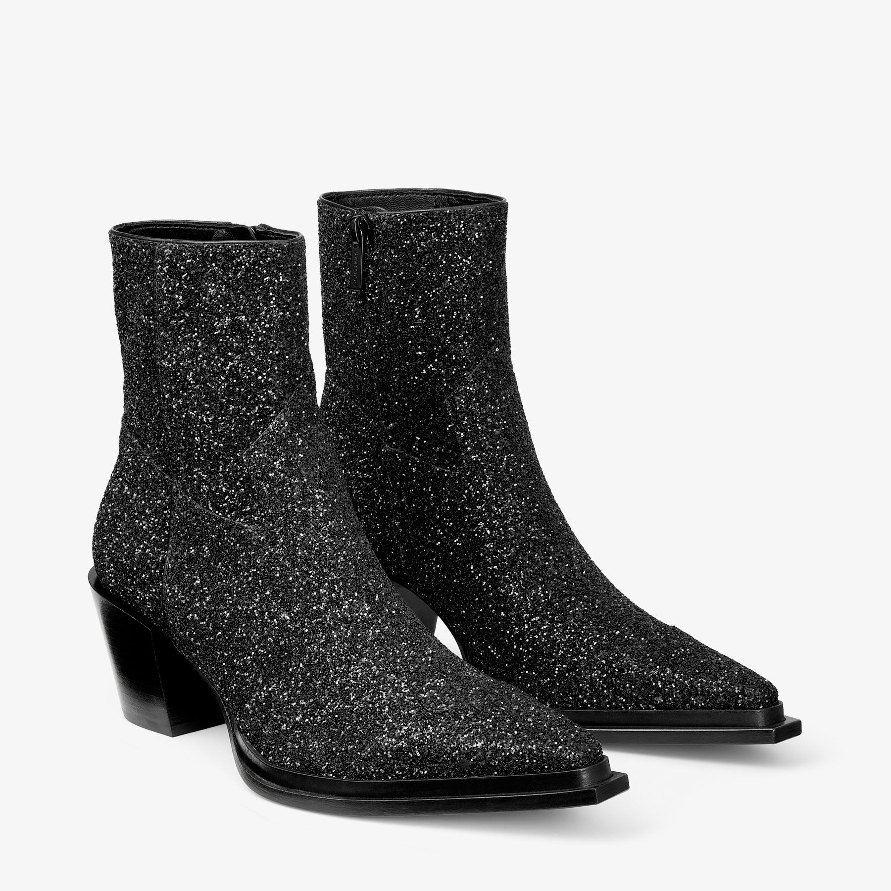 Cece Ab 60 | Black Glitter Fabric Boot | JIMMY CHOO AU