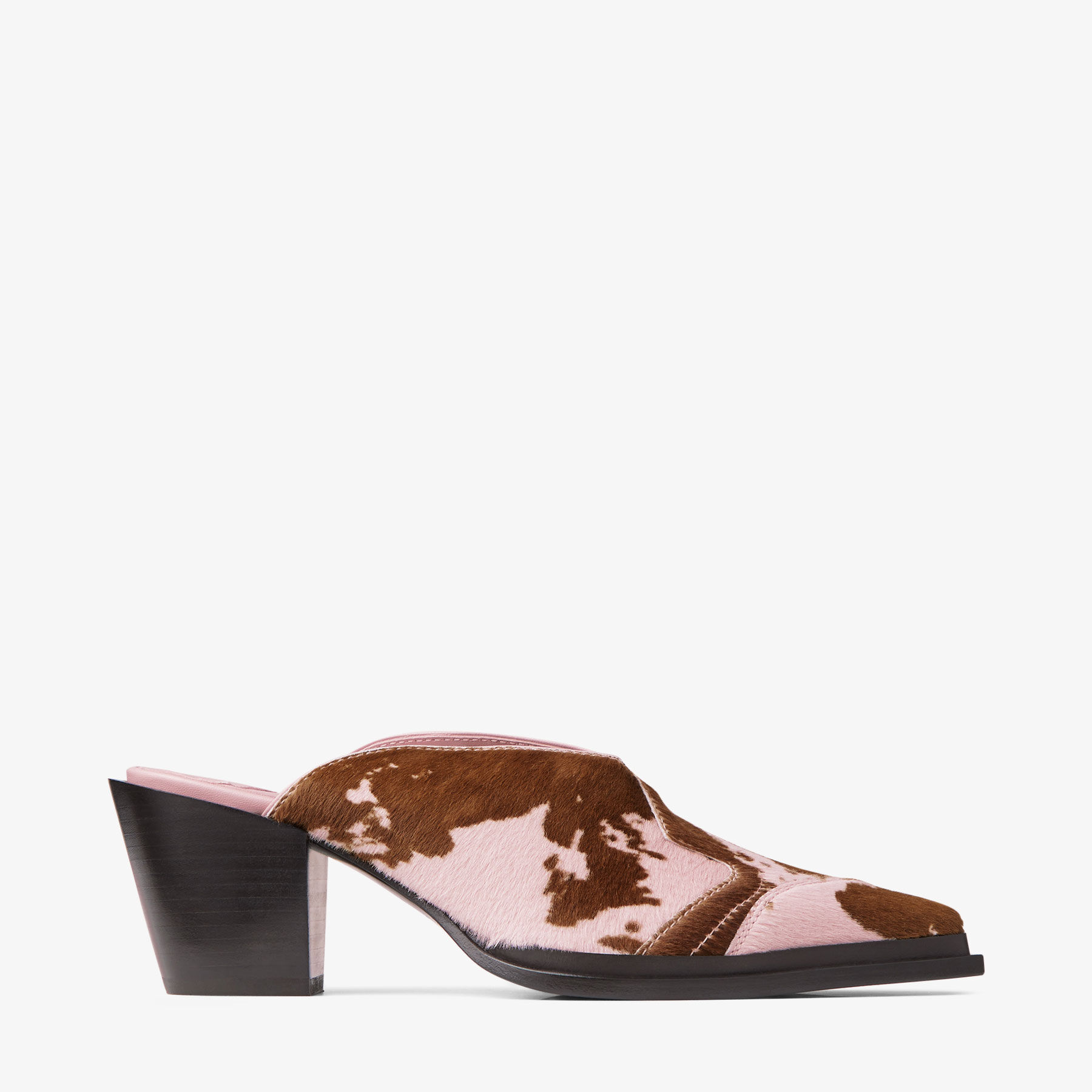 Cece Mule 60 | Pantoletten mit Kuhfell-Print in Rosé | JIMMY CHOO