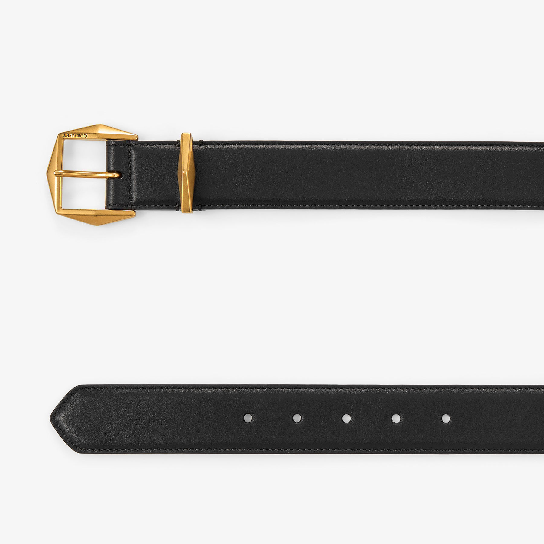Diamond | Black Leather Diamond Belt | JIMMY CHOO