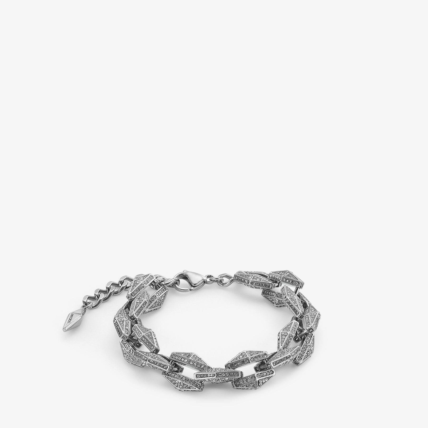 DIAMOND CHAIN BRACELET | Silver-Finish Chain Bracelet with Pave ...